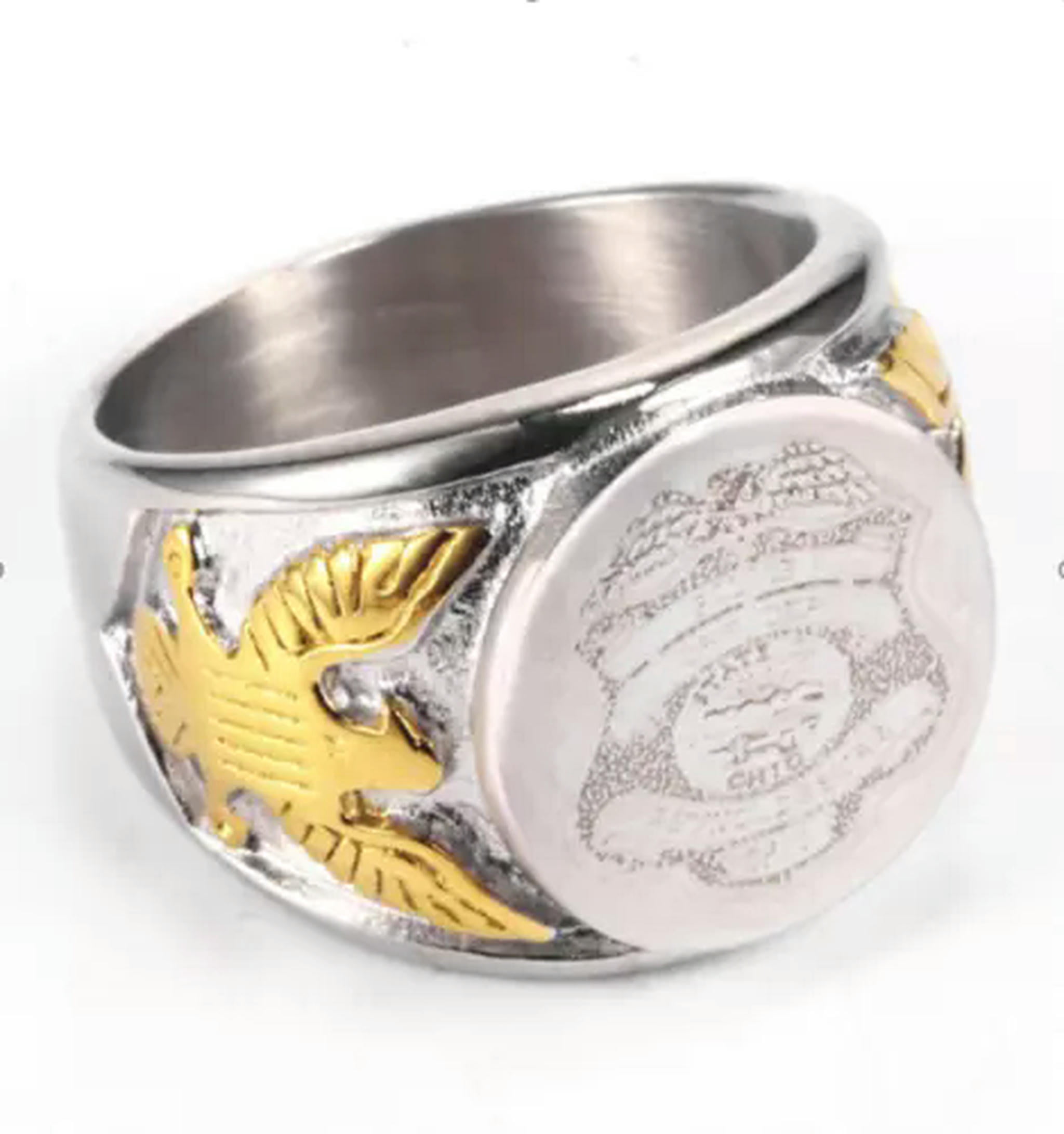 MATROOY New Army Ring Stainless Steel Silver Badge Eagle Marine Corps ...