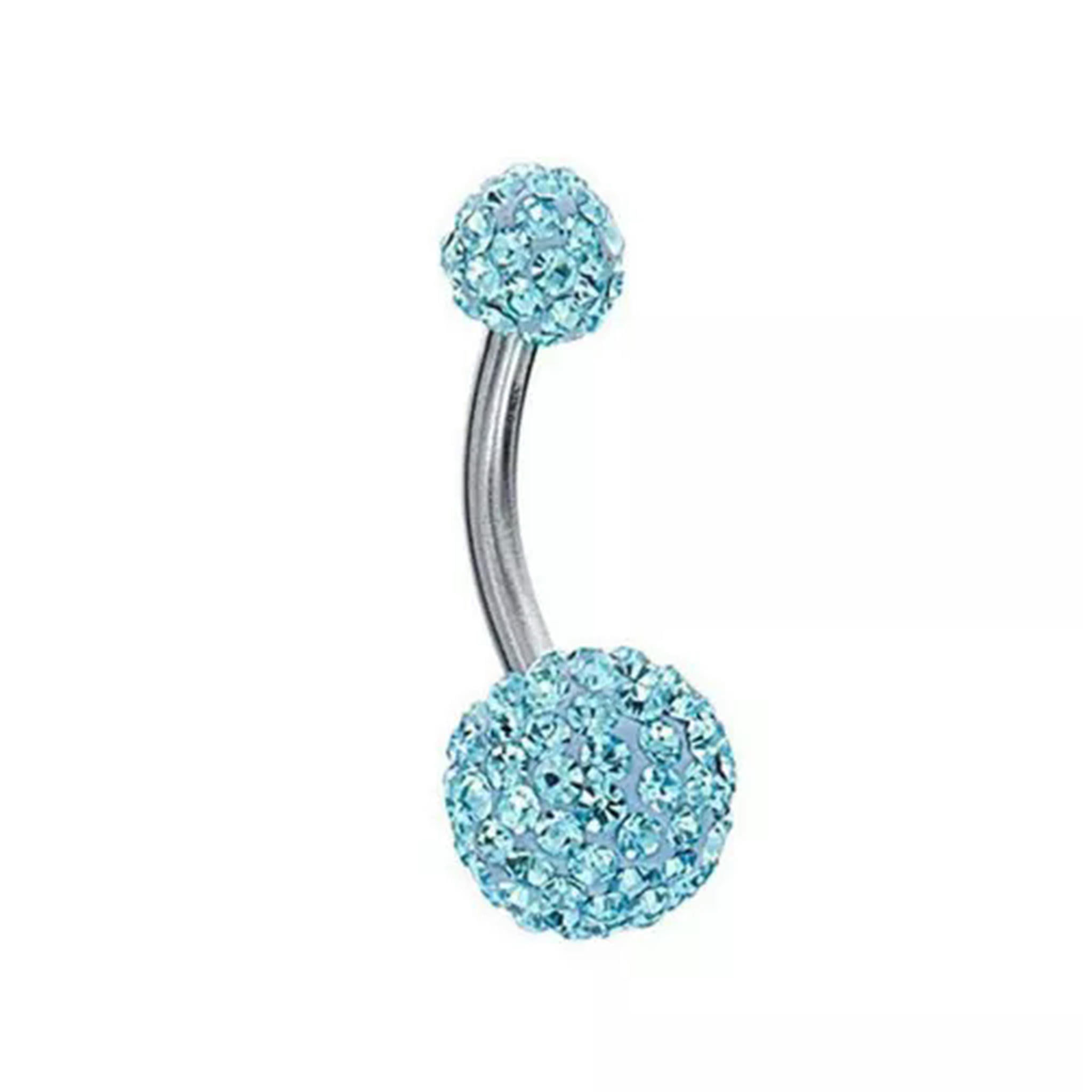 MATROOY New Belly Button Rings Dangle Crystal Rhinestone Navel Bar ...