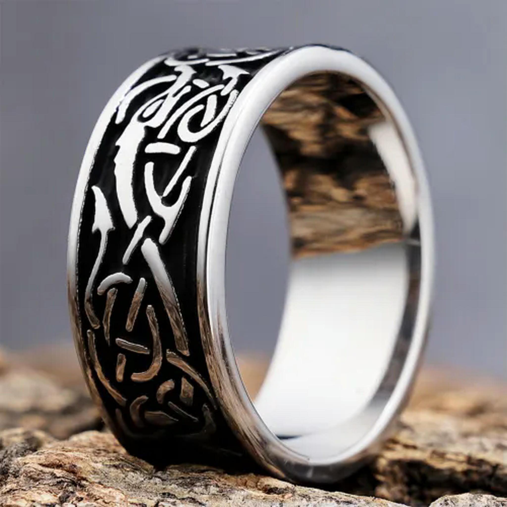 MATROOY New Men's Rings Odin Dragon Rune Thor Hammer Nordic Viking ...