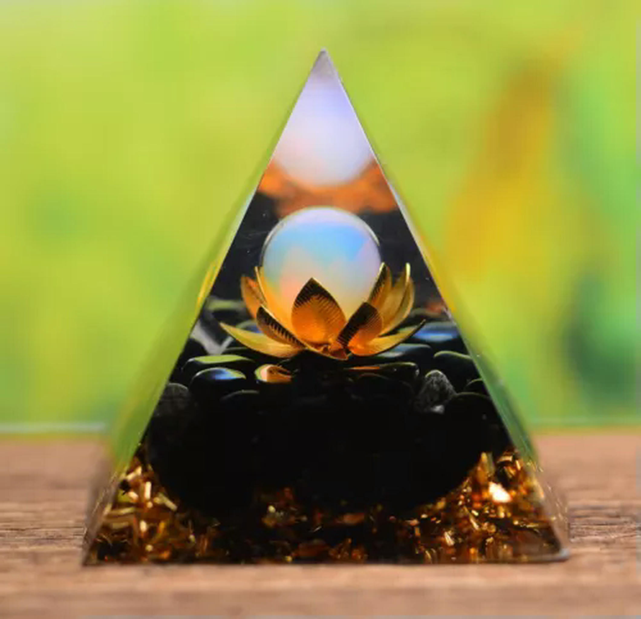 MATROOY Orgone Pyramid Natural Crystal Orgonite Copper Flower Reiki ...