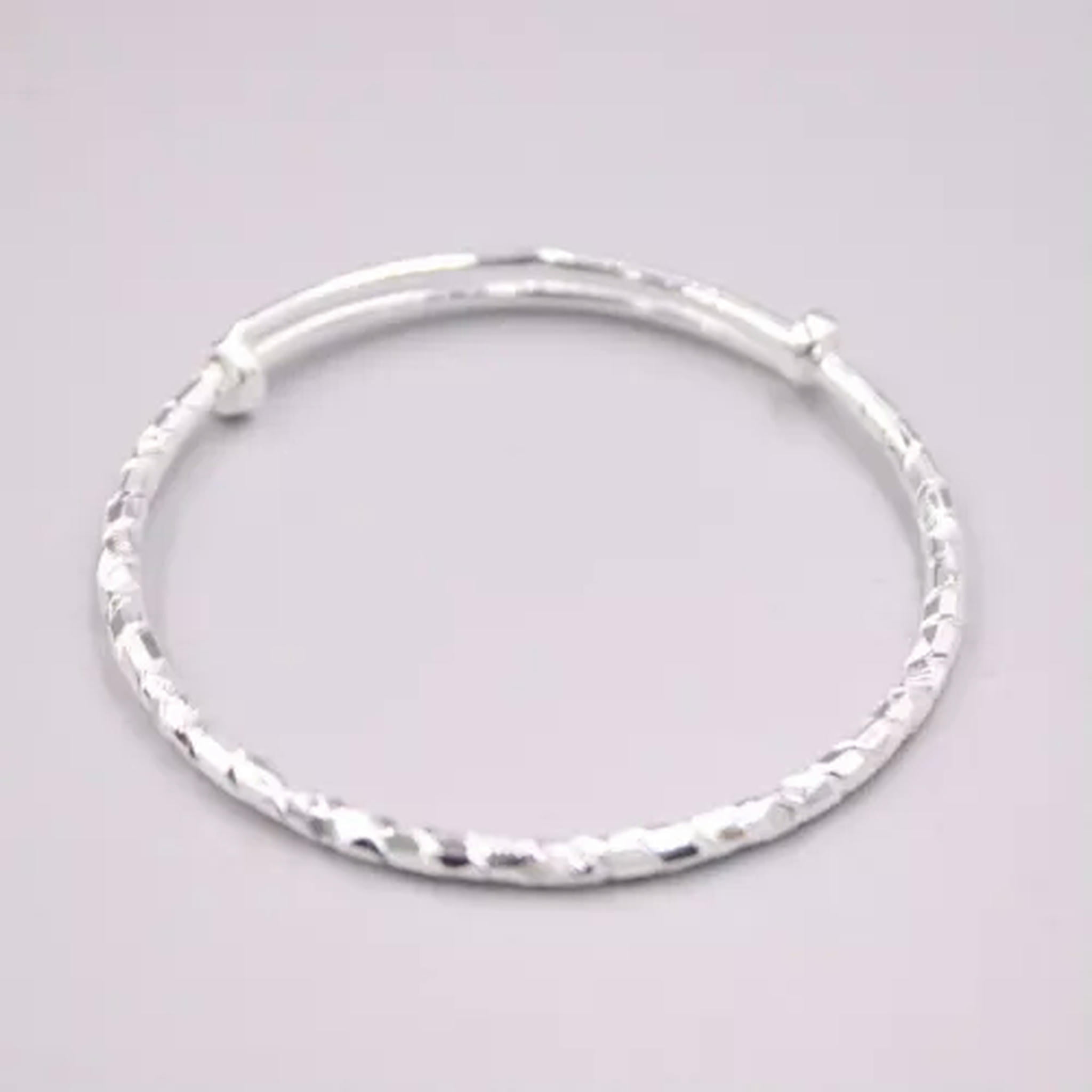 MATROOY Pure 999 Fine Silver Bangle Women Lucky Carved Twill Twist ...