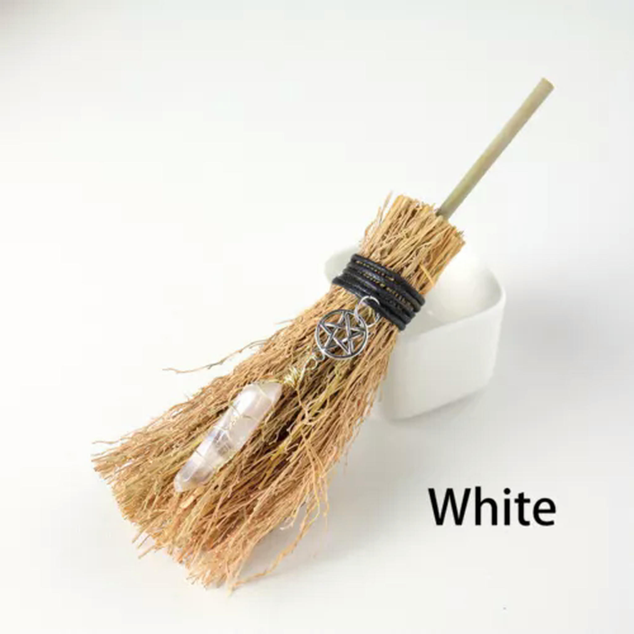 MATROOY Rainbow Crystal Quartz Stone Witch Broom Pendant Mineral ...