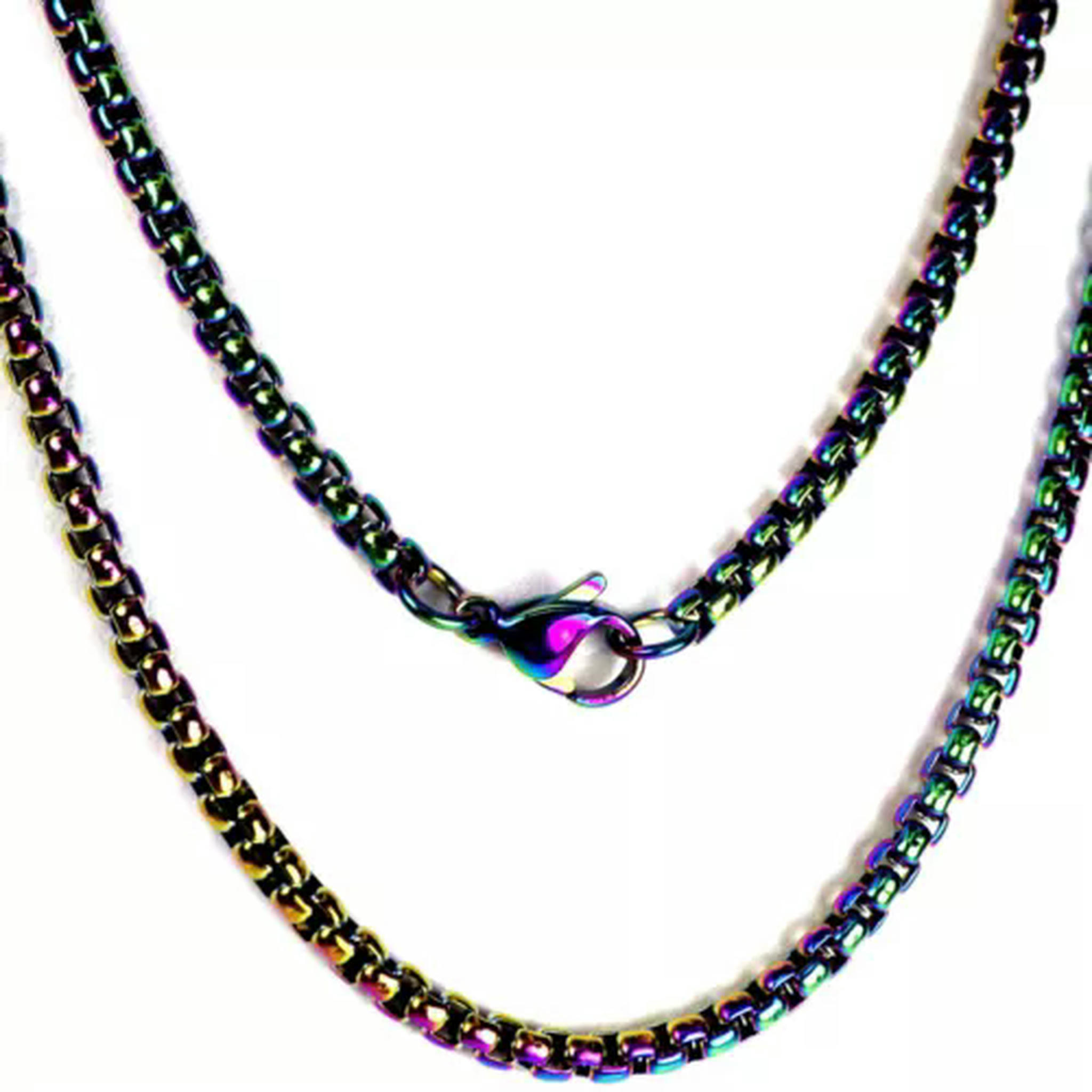 MATROOY Rainbow Rolo Chain Stainless Steel 3mm Wide 15-36 inch Long ...