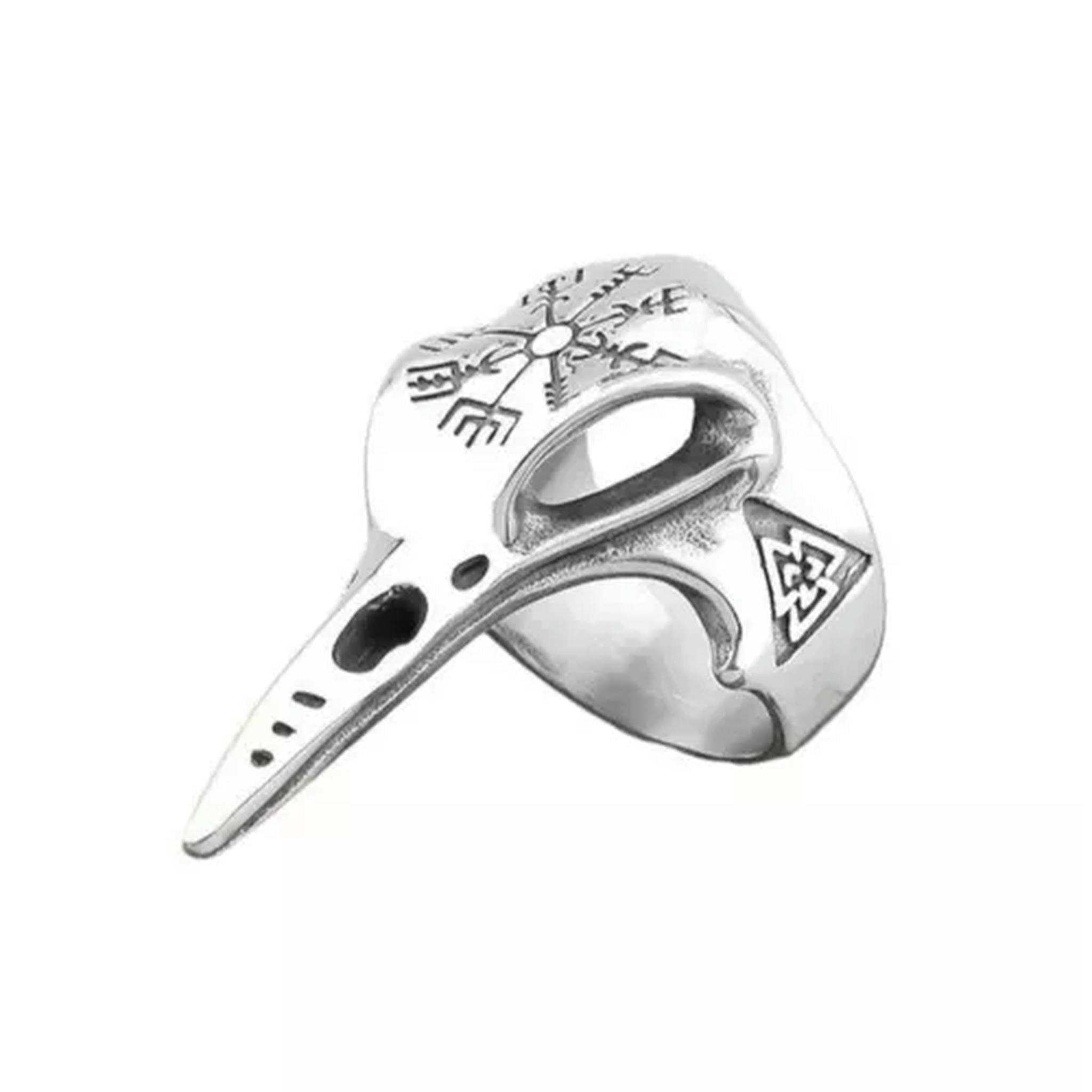 MATROOY Raven Skull Viking Ring Silver 316L Stainless Steel Norse ...