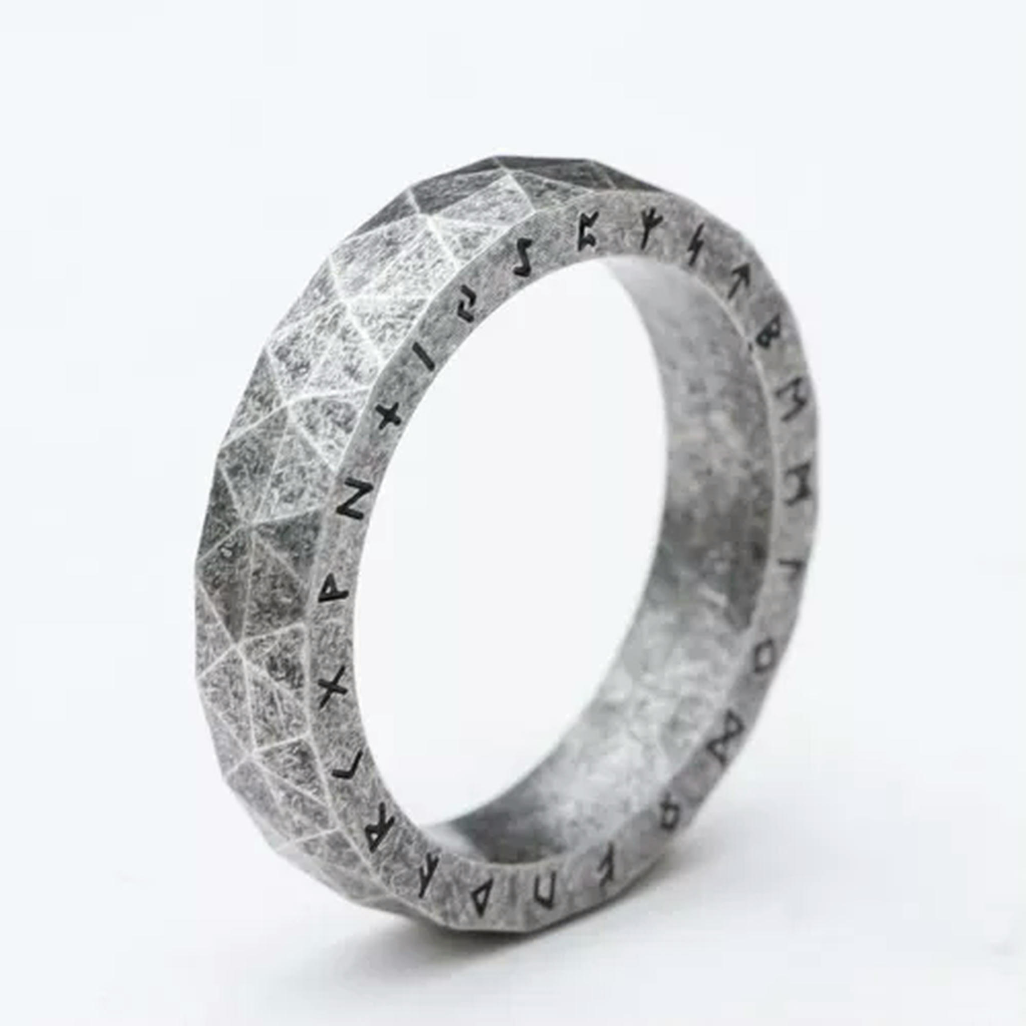 MATROOY Rock Face Back Engraving Viking Runes Ring Stainless Steel ...