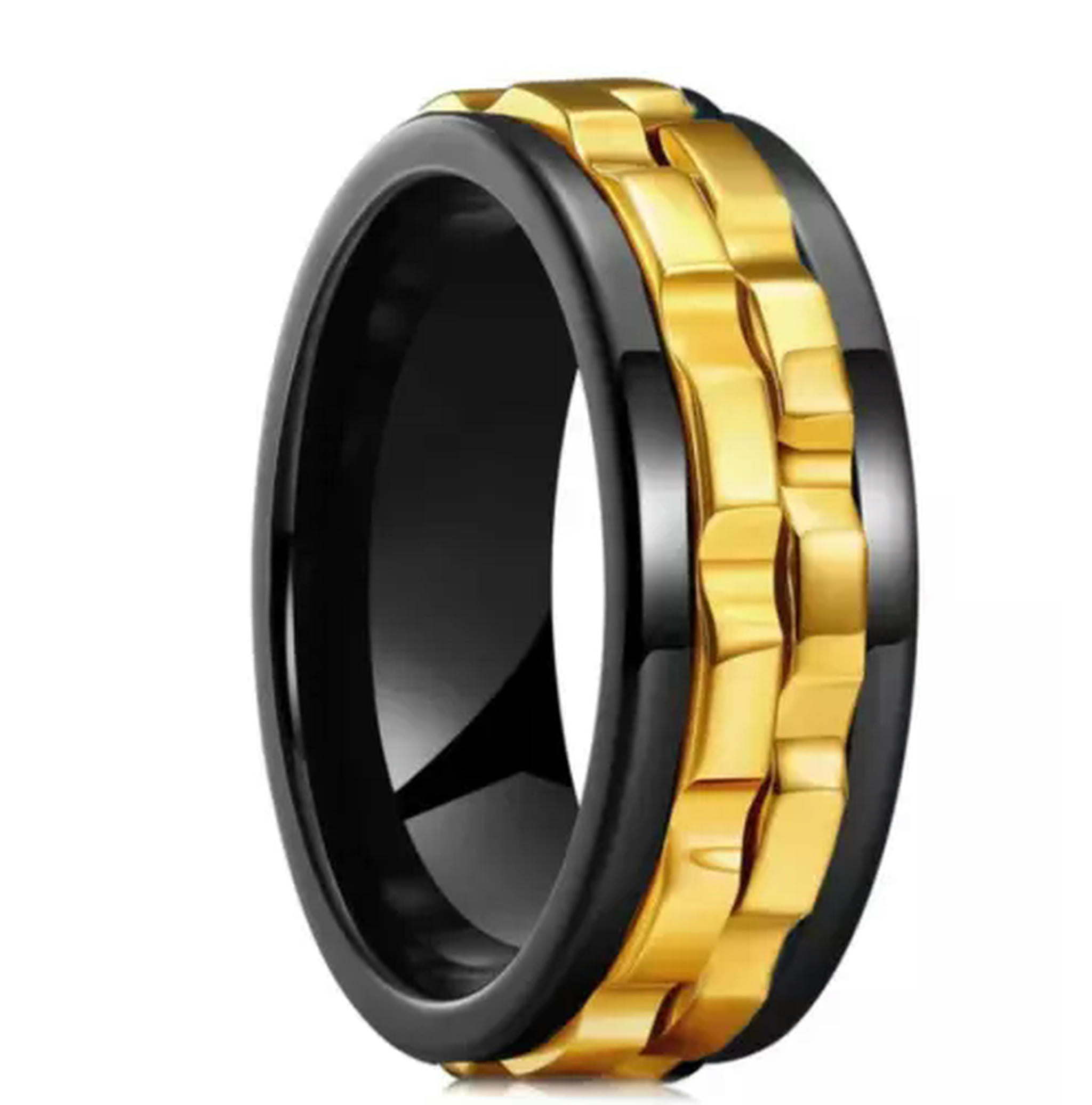 MATROOY Rotating Anxiety Fidget Ring Fashion Punk Gear Stainless Steel ...