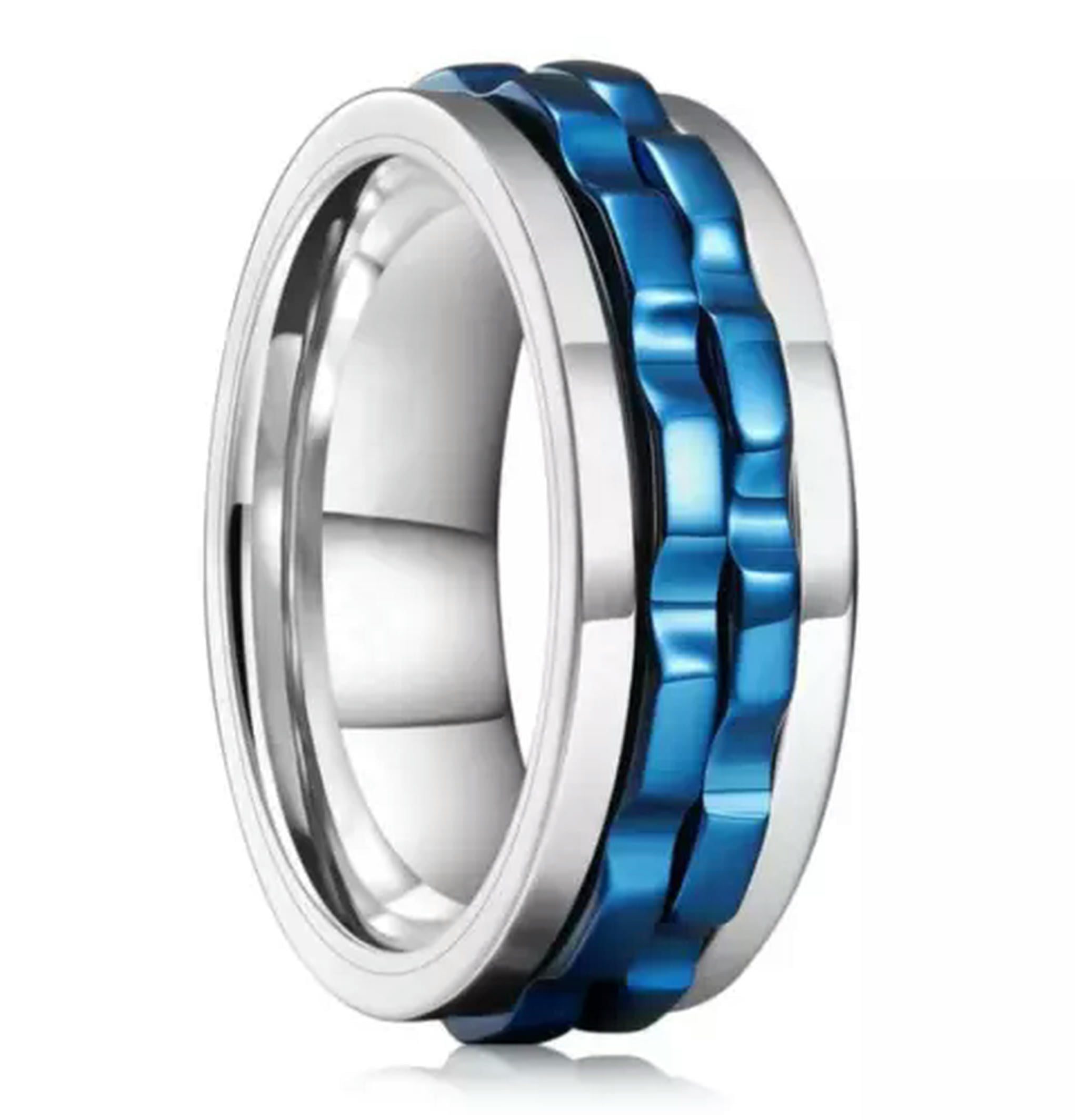 MATROOY Rotating Anxiety Fidget Ring Fashion Punk Gear Stainless Steel ...