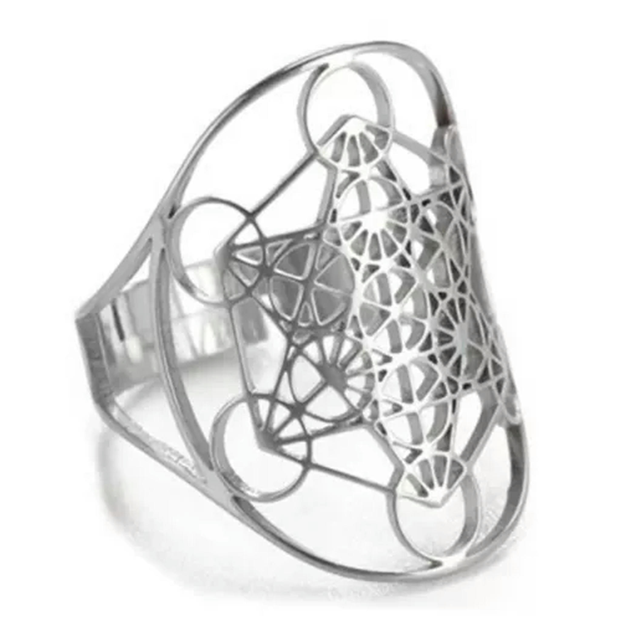 MATROOY Sacred Geometry Ring Womens Silver Stainless Steel Spiritual ...