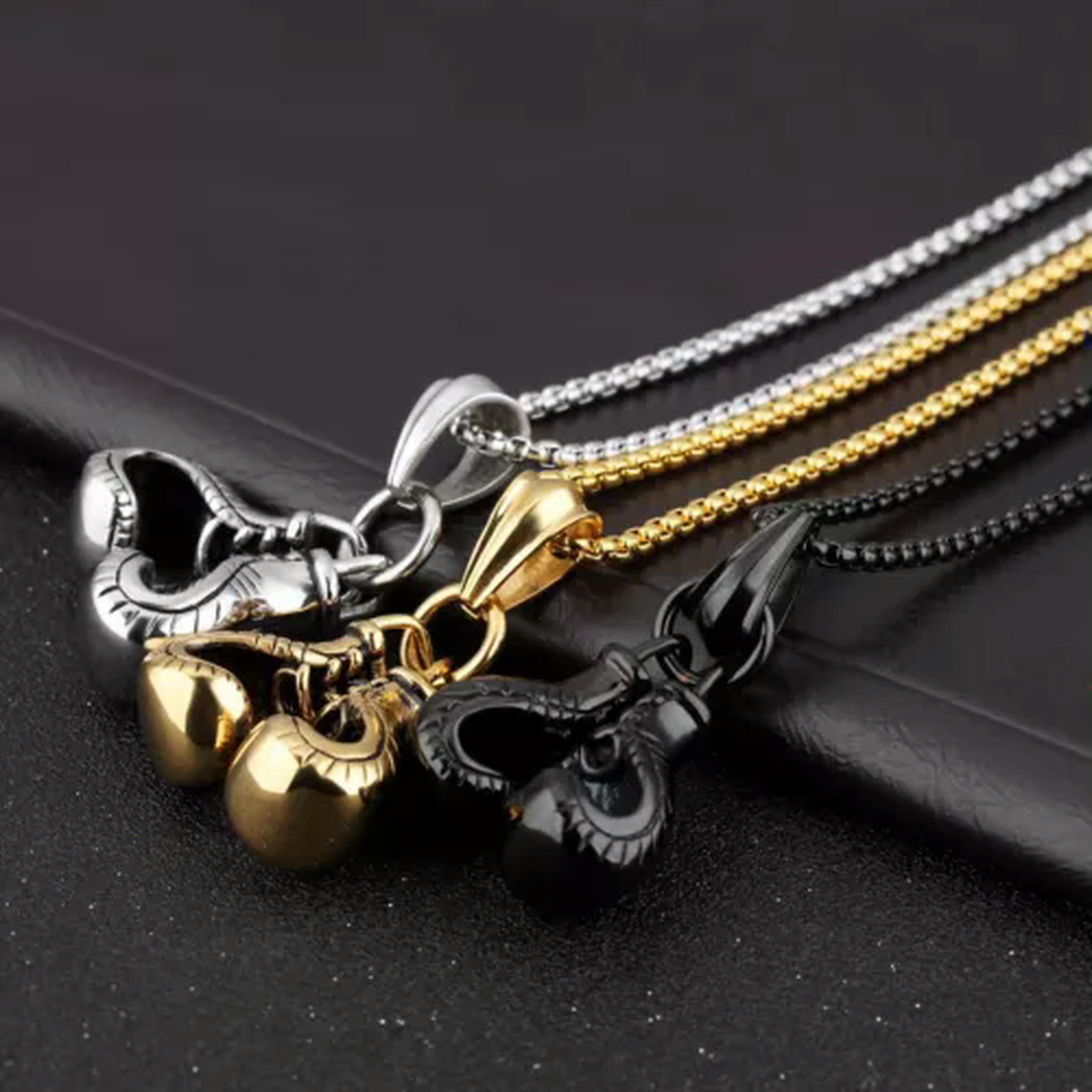 MATROOY Silver Gold Black Boxing Gloves Pendant Necklace For Men Punk ...