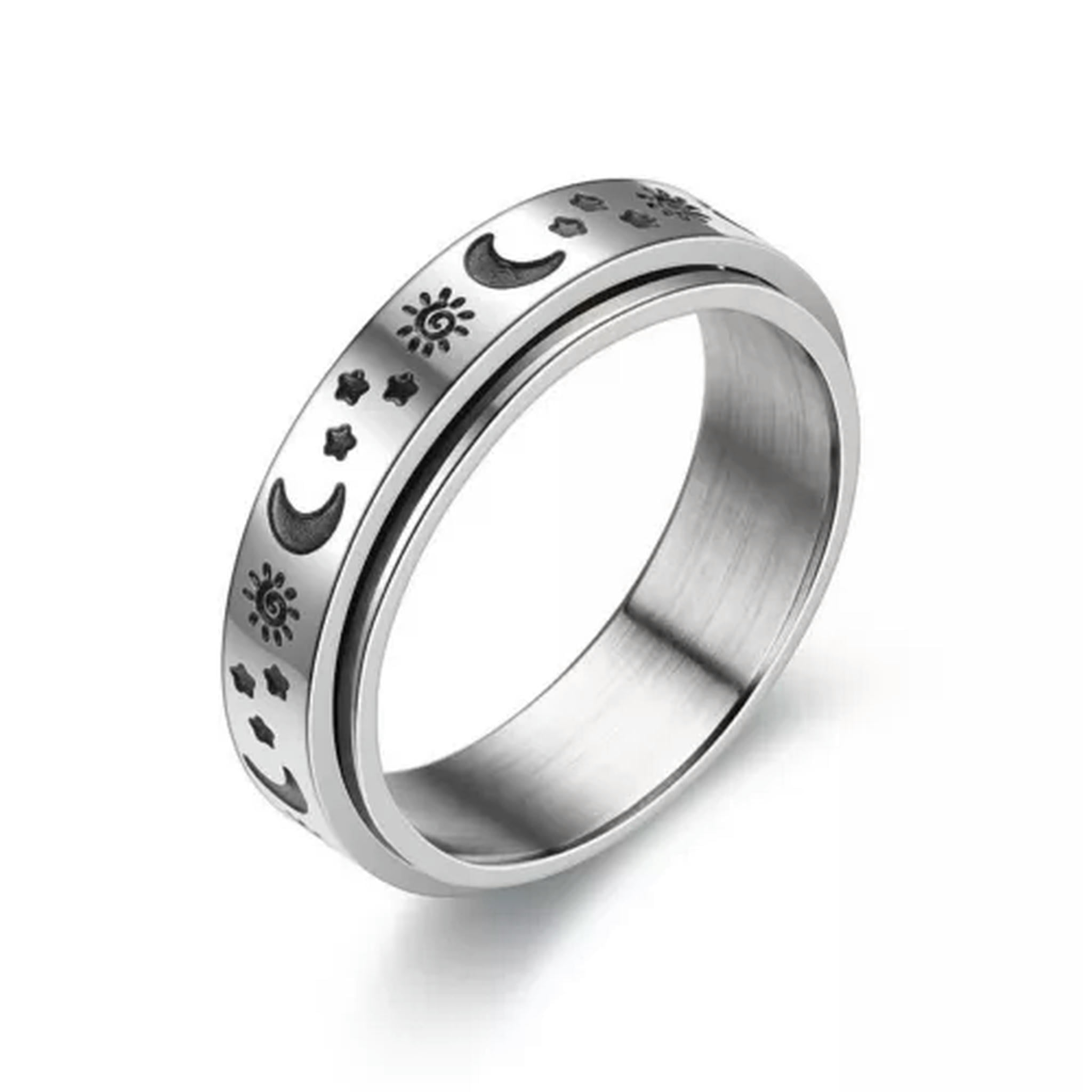 MATROOY Spinner Fidget Anxiety Ring Stainless Steel Spinning Rings for ...