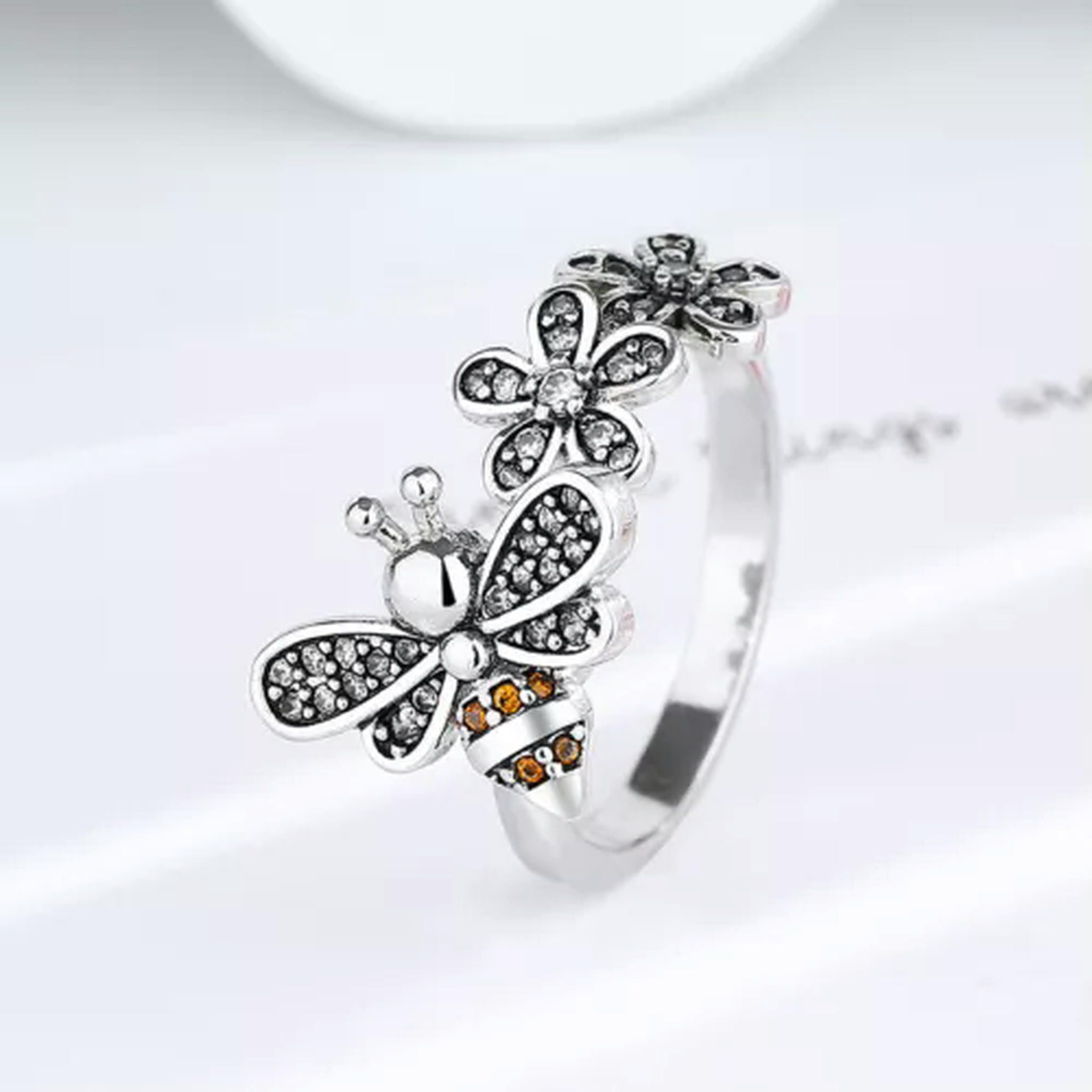 MATROOY Spinner Fidget Anxiety Ring Women Adjustable Open Cubic ...