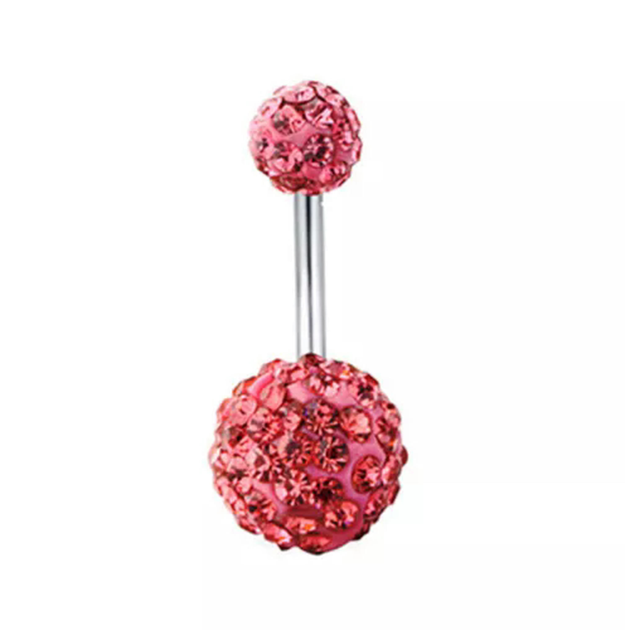 MATROOY Stainless Steel Belly Button Ring Curved Bar Women Dangle Crystal Navel Rings-pink ...