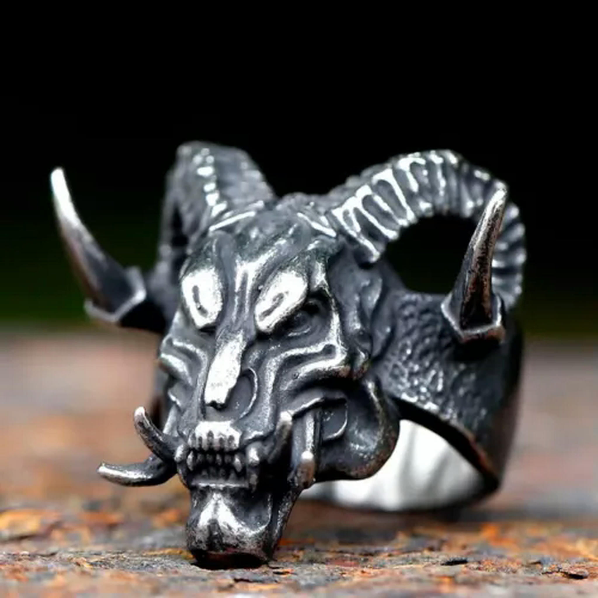 MATROOY Stainless Steel Punk Gothic Demon Monster Skull Ring For Men ...