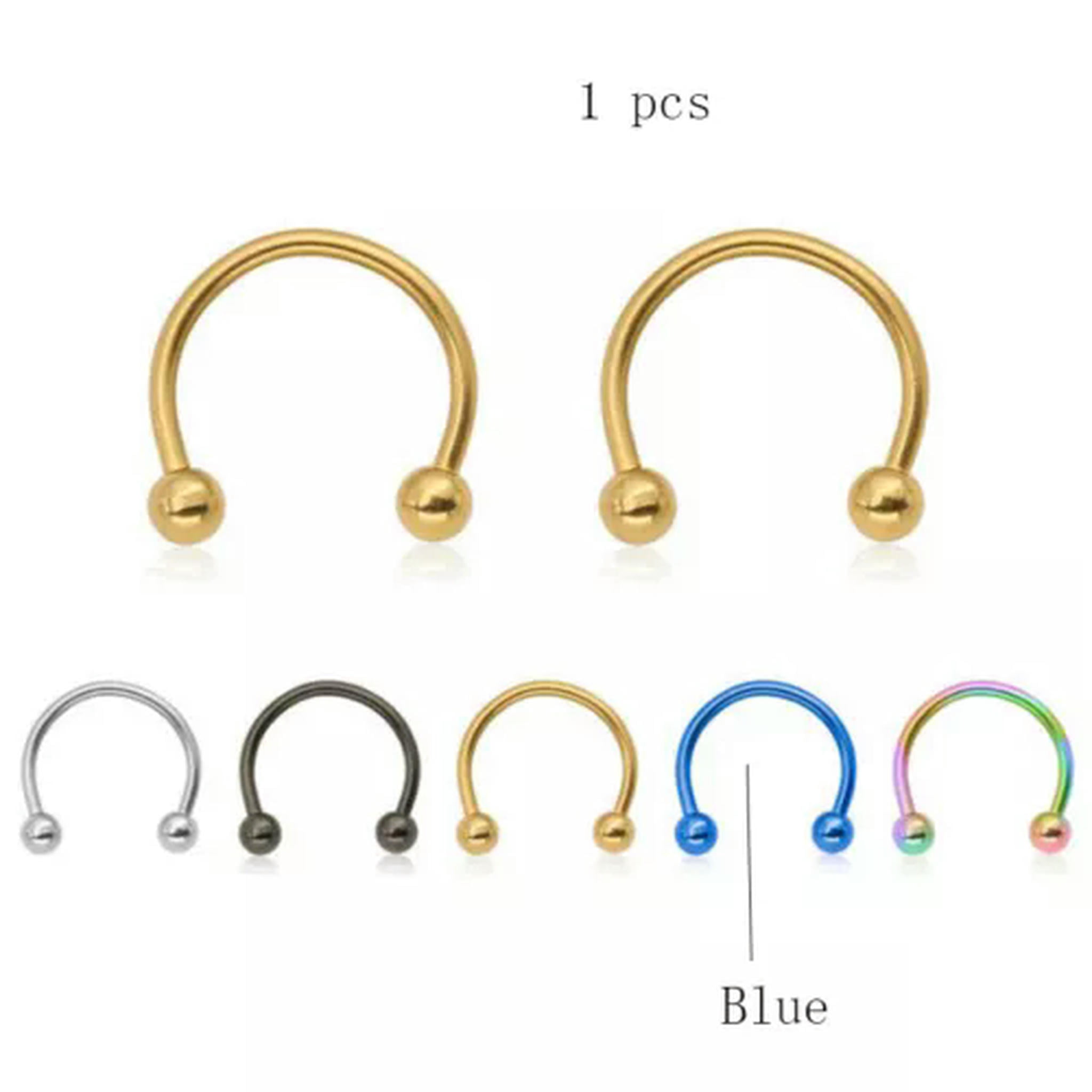 MATROOY Stainless steel U-shaped Ball Nose Ring Body Piercing Jewelry ...