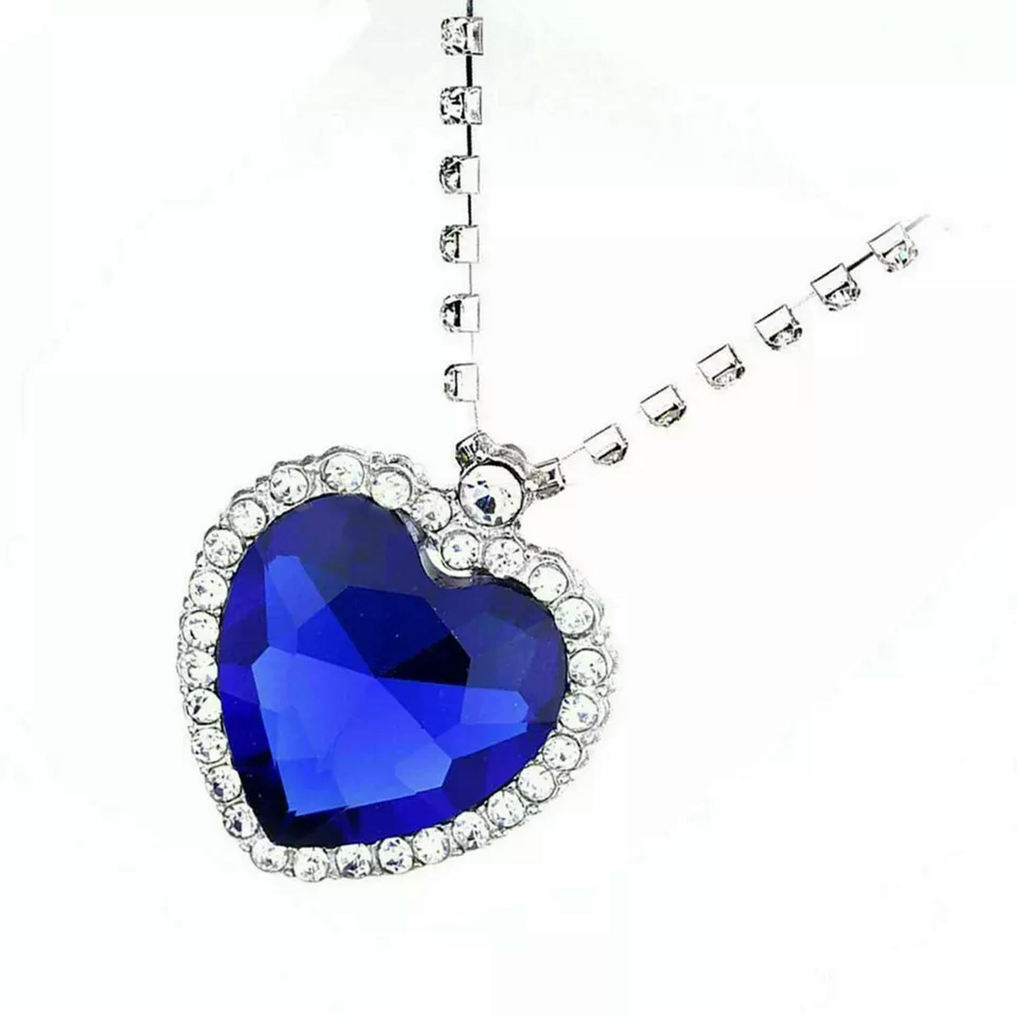 MATROOY Titanic Heart Of The Ocean Blue Stones CZ Crystal Necklace ...