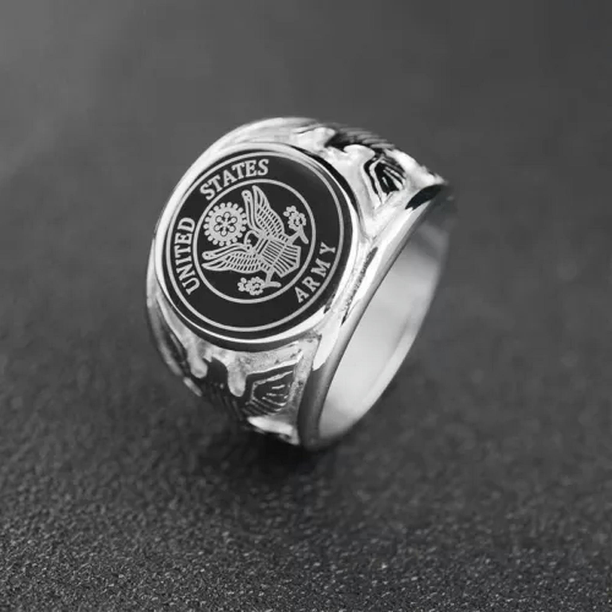 MATROOY USA Military Ring United States Marine Corps US Army Men Signet ...