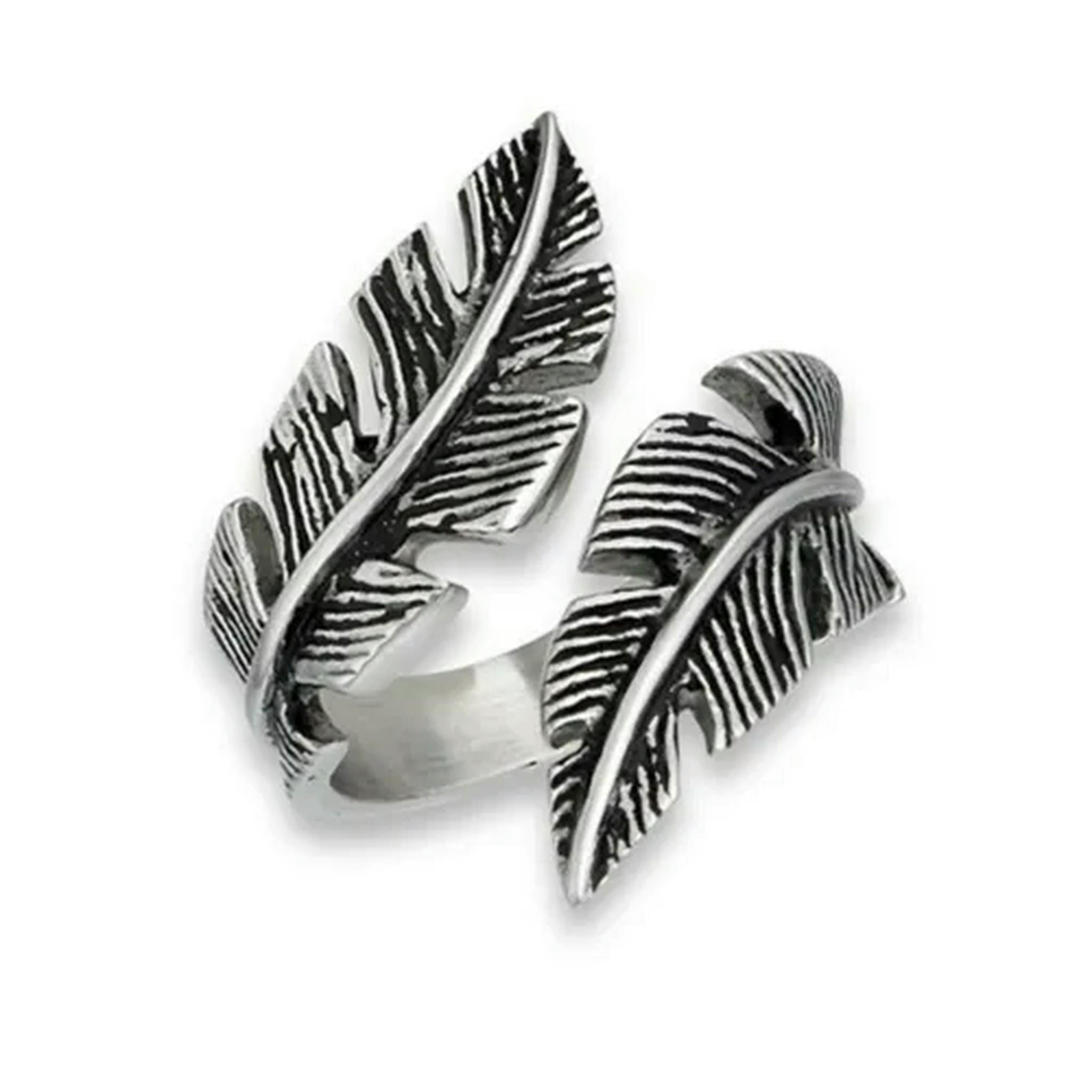 MATROOY Valkyrie Feather Ring Stainless Steel Open Adjustable Norse ...