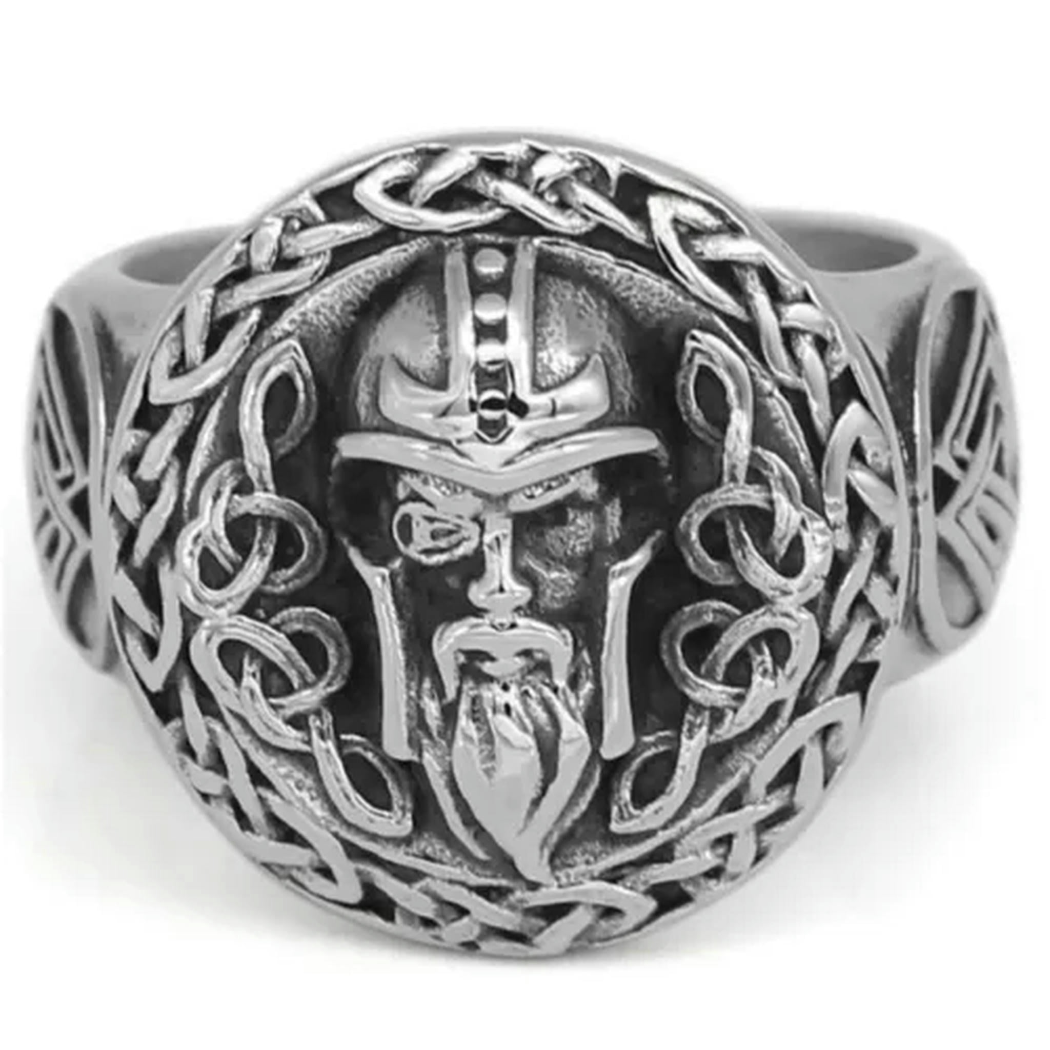 MATROOY Viking Odin Ring Silver Stainless Steel Norse Knot Valknut ...
