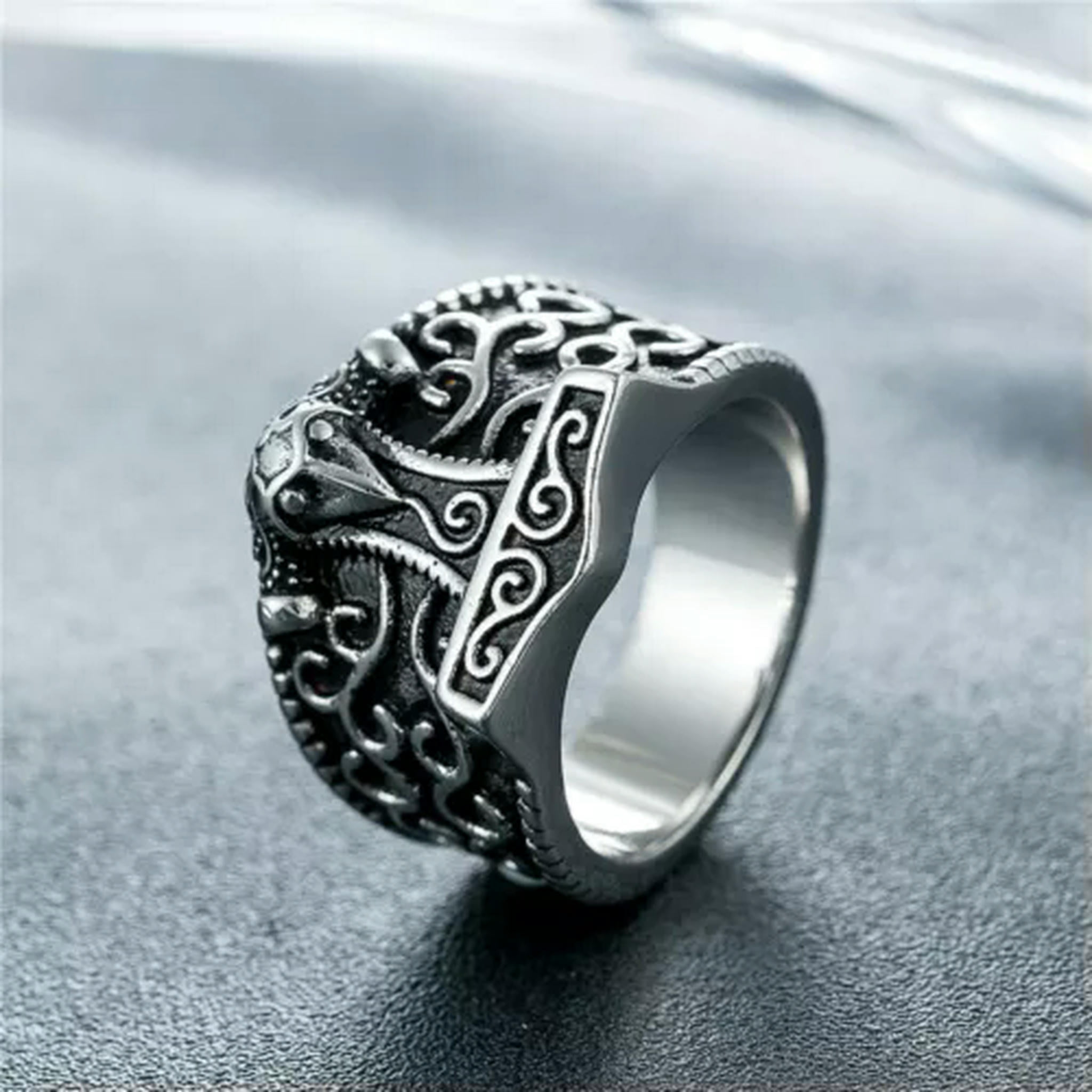 MATROOY Viking Stainless Steel Biker Futhark Men Odin Ring Nordic Runes ...