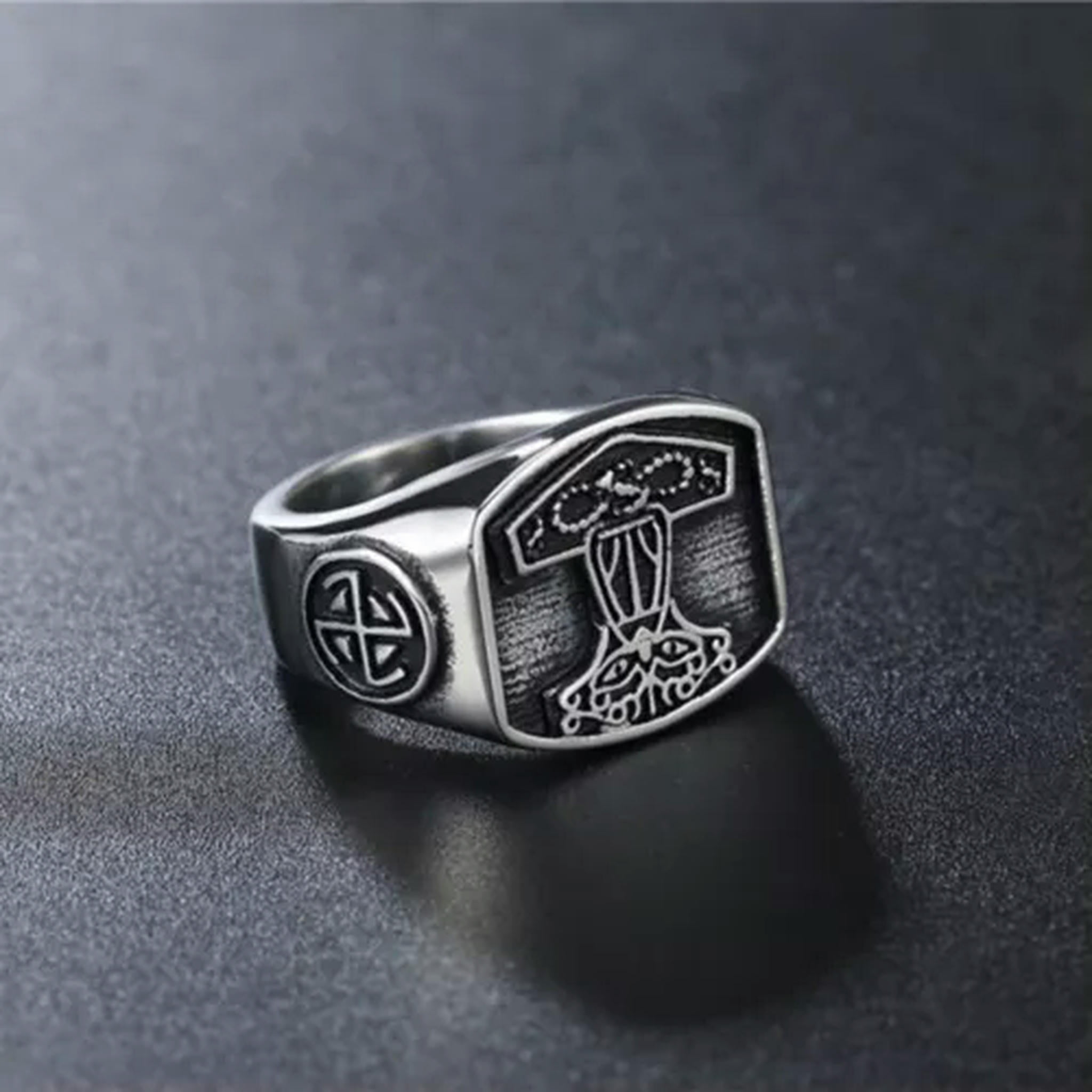 MATROOY Viking Stainless Steel Biker Futhark Men Odin Ring Nordic Runes Triangle Jewelry-9-#15 ...