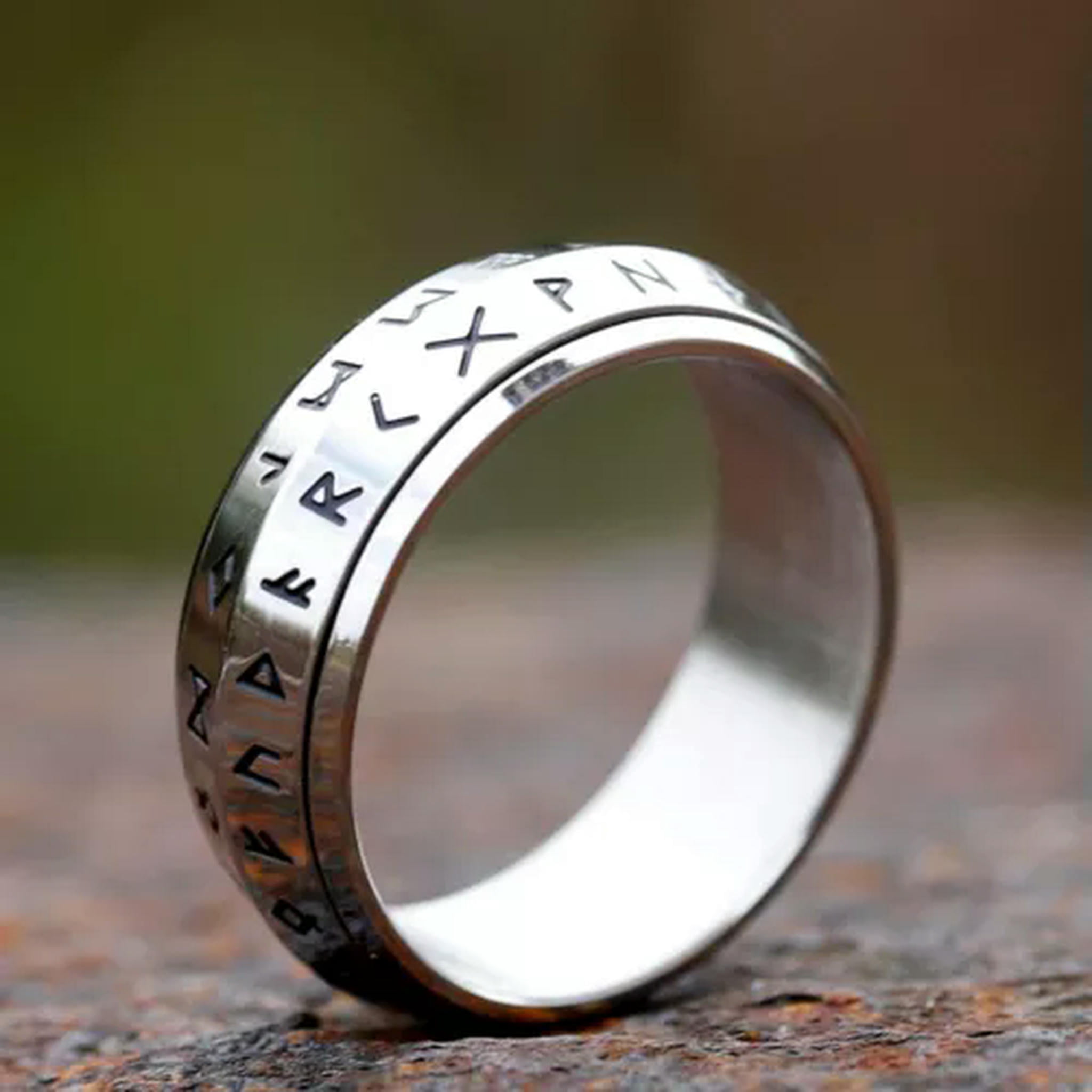 MATROOY Vintage Viking Rune Spinning Ring Stainless Steel Men Women ...