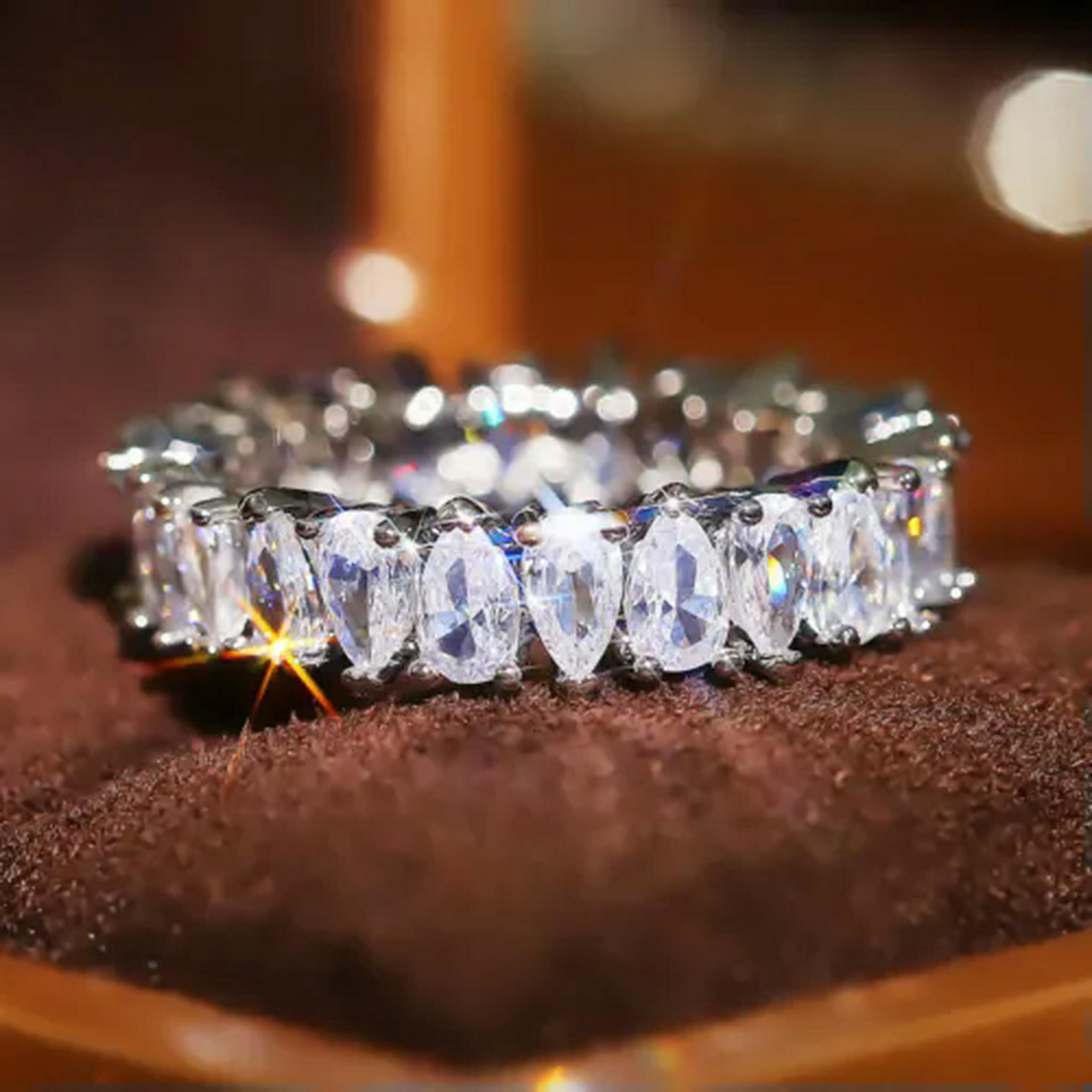 MATROOY Women Jewelry Pear Cut Cubic Zircon Wedding Ring 925 Silver ...
