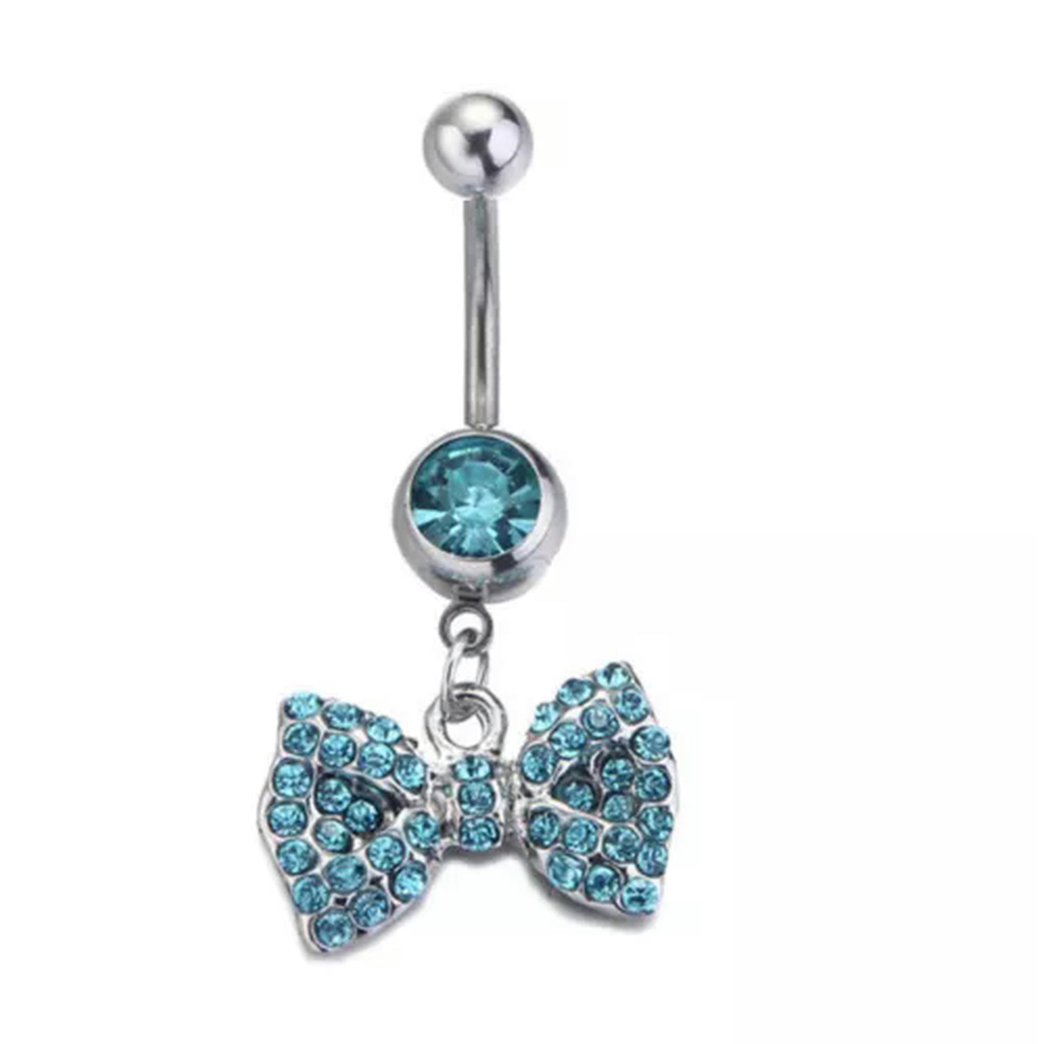 MATROOY Zirconia Bow Belly Button Ring Navel Nail Jewelry Body Piercing ...