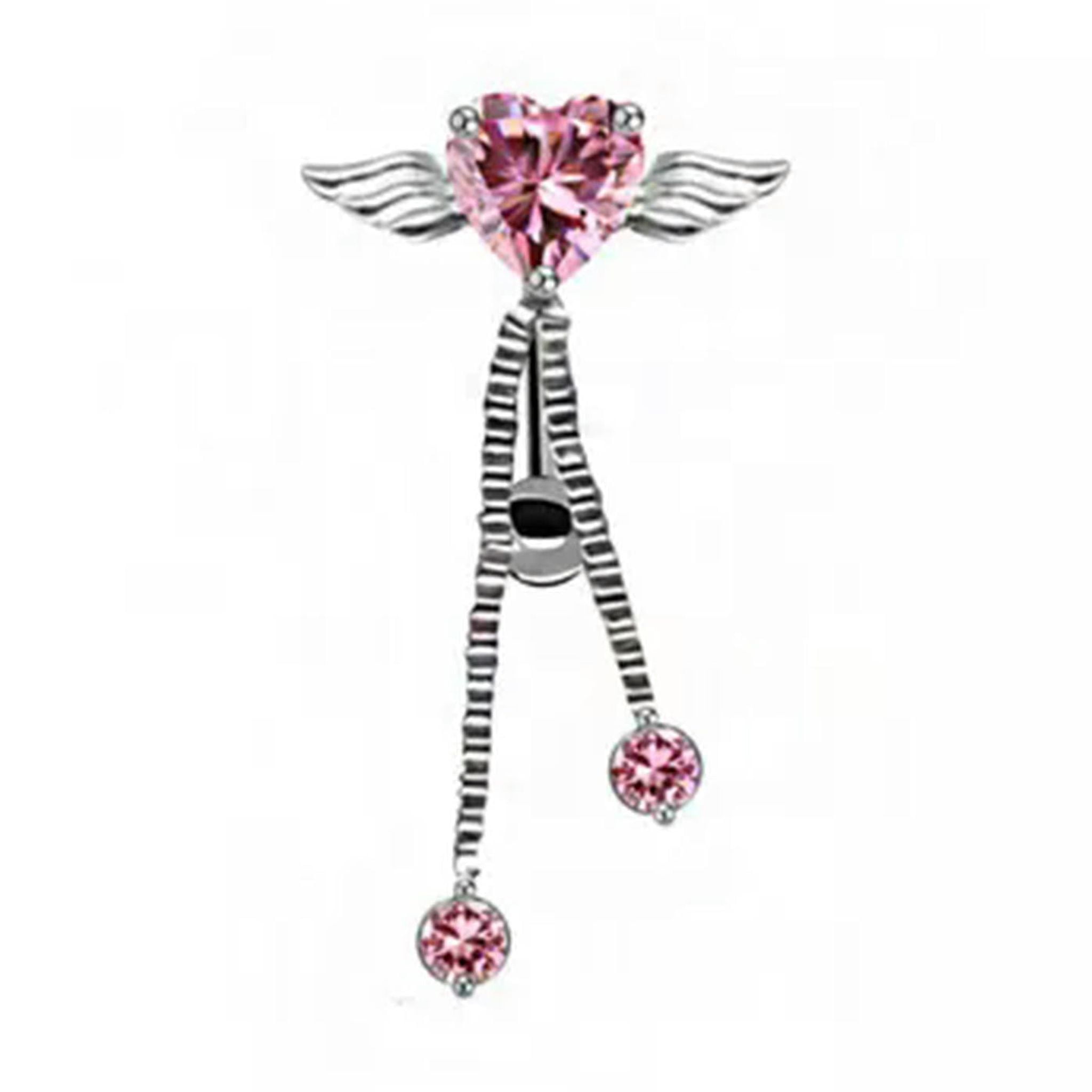 MATROOY Zirconia Pink Butterfly Wings Belly Button Ring Body Belly ...