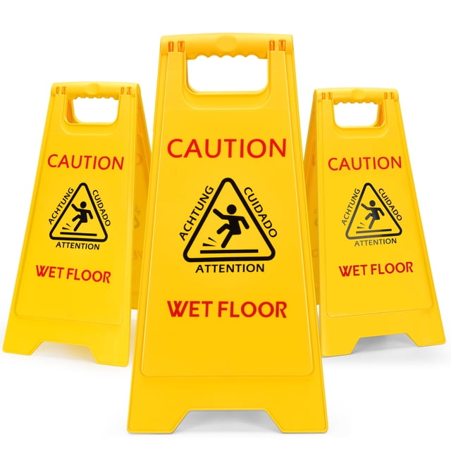 MATTHEW CLEANING 25'' Industrial Wet Floor Sign 3 Pack 2-Sided Safety A ...