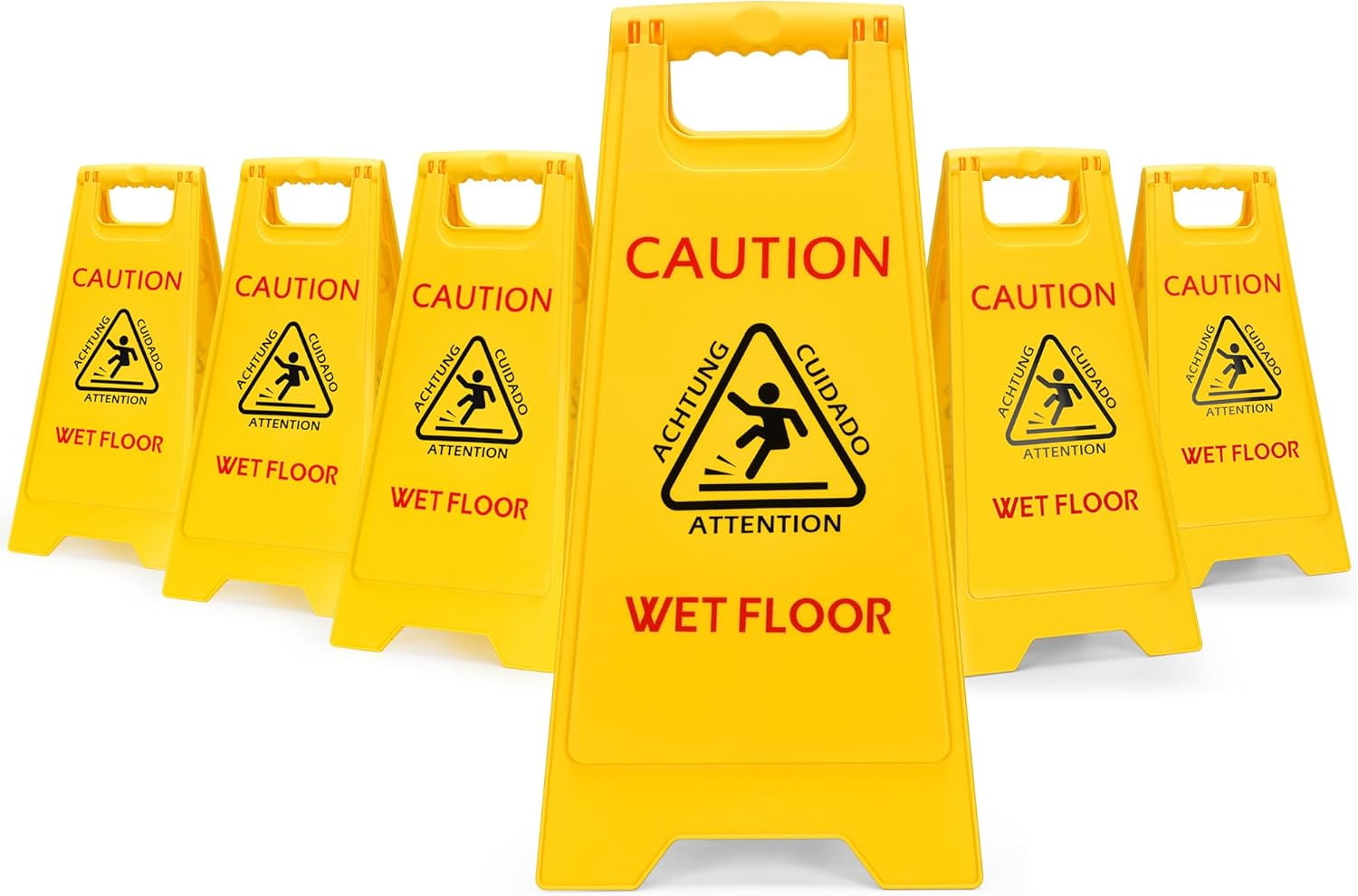 MATTHEW CLEANING 25'' Industrial Wet Floor Sign 6 Pack 2-Sided Safety A ...