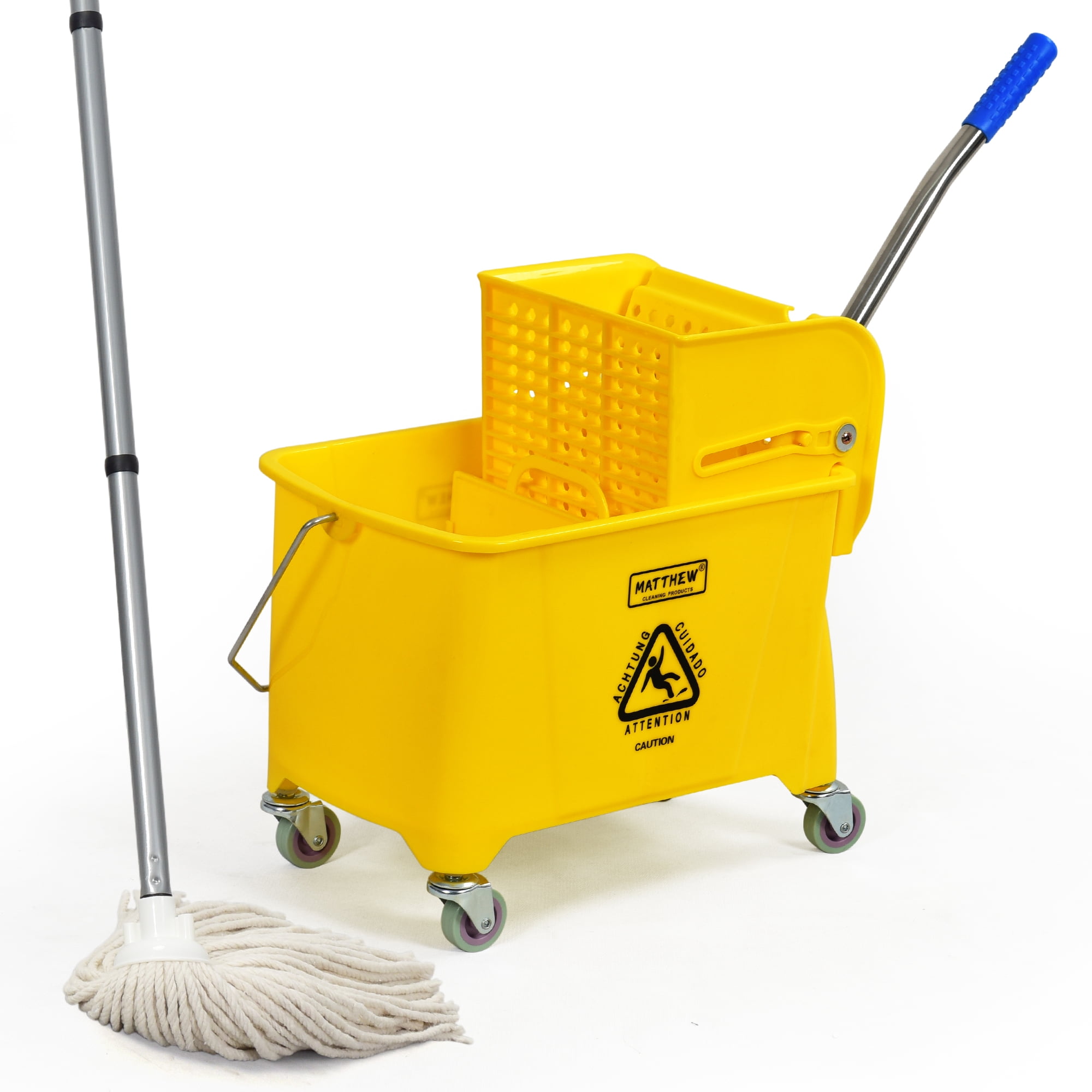 MATTHEW CLEANING Mop Bucket, 22 Quart, Cotton Mop Head, Side Press ...