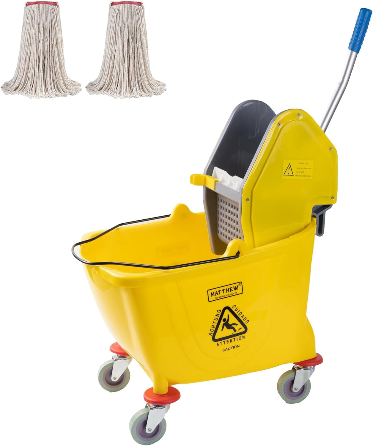 MATTHEW Commercial Mop Bucket INCL.2 Pack Mop Heads with Down Press ...