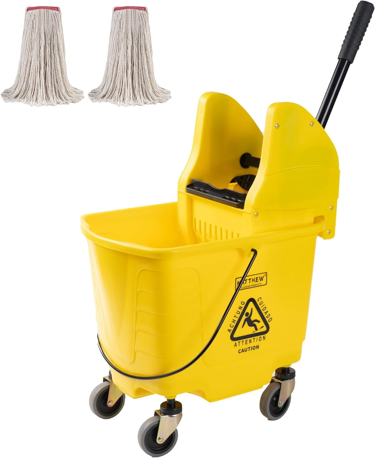 MATTHEW Commercial Mop Bucket INCL.2 Pack Mop Heads with Down Press ...
