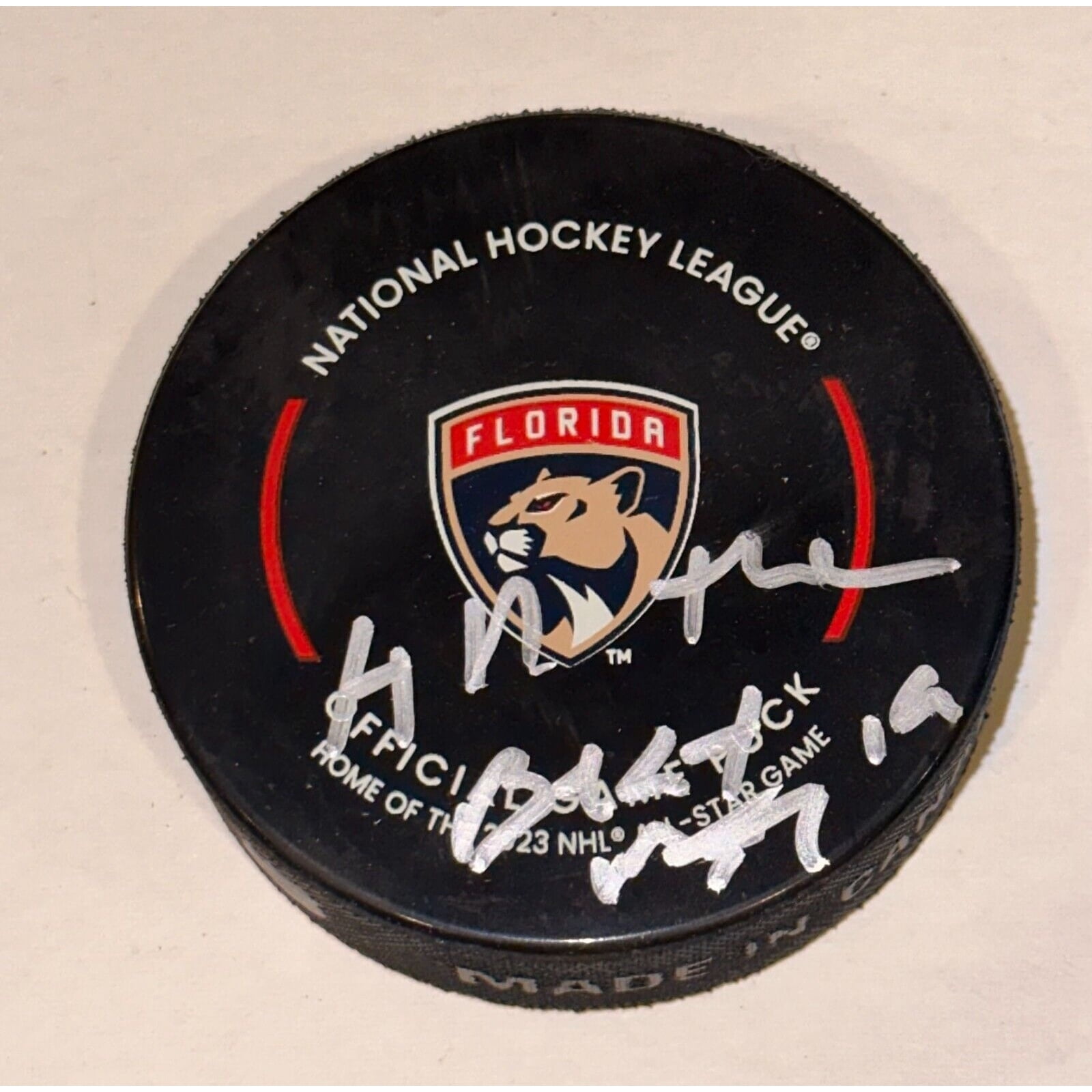 MATTHEW TKACHUK Signed Florida PANTHERS Official GAME Puck Beckett Auth ...