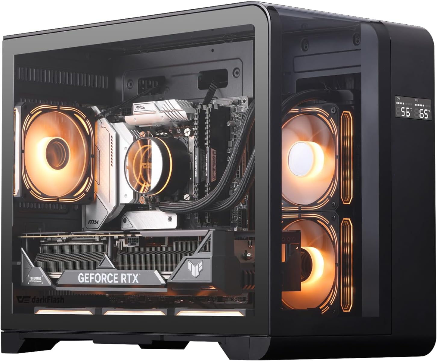 MATX Gaming PC Case with Screen, Three Side Glass Micro-ATX Case ...