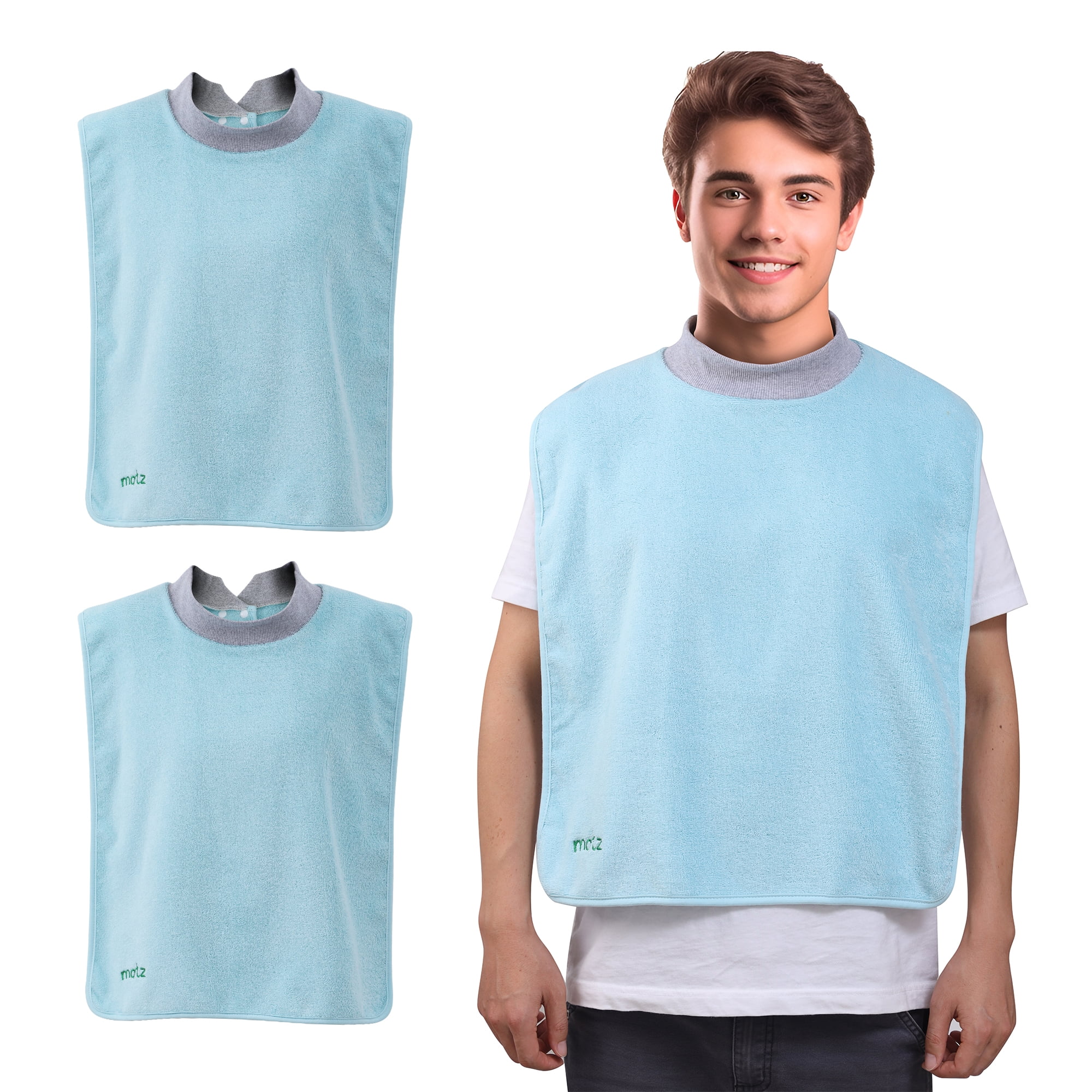 MATZ Adult Bibs Full Coverage Ultra Absorbent Cotton Terry Towel Snap ...