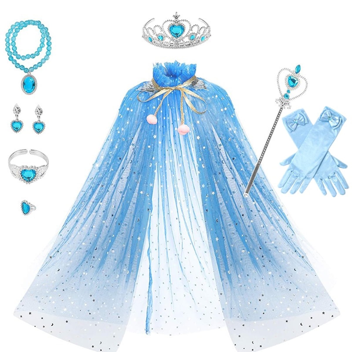 MAVLLY Elsa Anna Belle Cosplay Princess Cape Set for girls Halloween ...