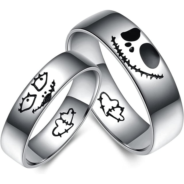 MAVLLY Jack and Sally Ring Titanium Steel Ring Nightmare Before ...