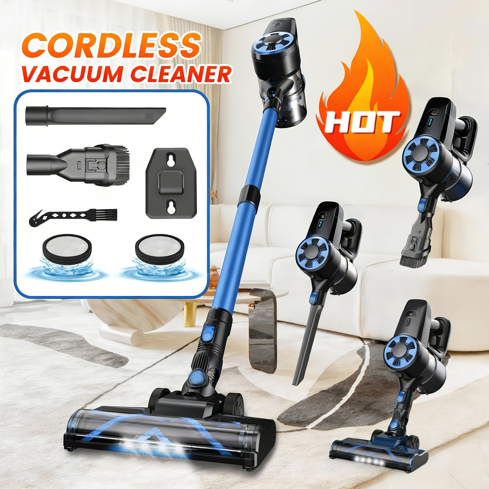 MAX 70KPA Cordless Stick Vacuum | 45Min Runtime, Dual Power Mode, 50 ...