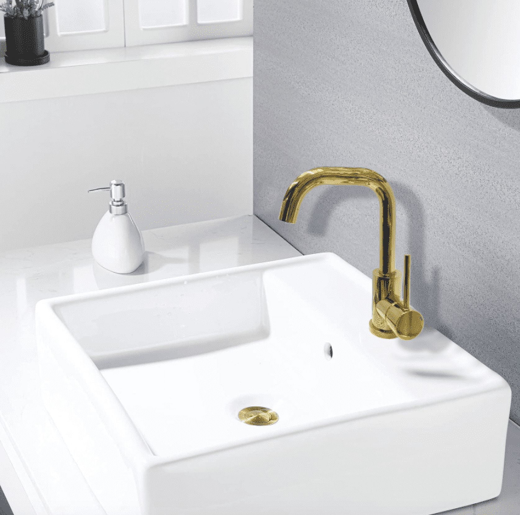 MAX Faucets Side Handle Swivel Bathroom Faucet Shiny Gold Finish ...