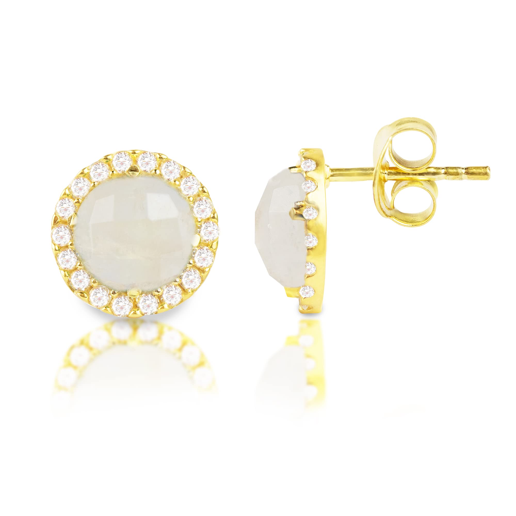 MAX + STONE 4.5 Ct. Natural Moonstone Earrings for Women in 18k Gold ...