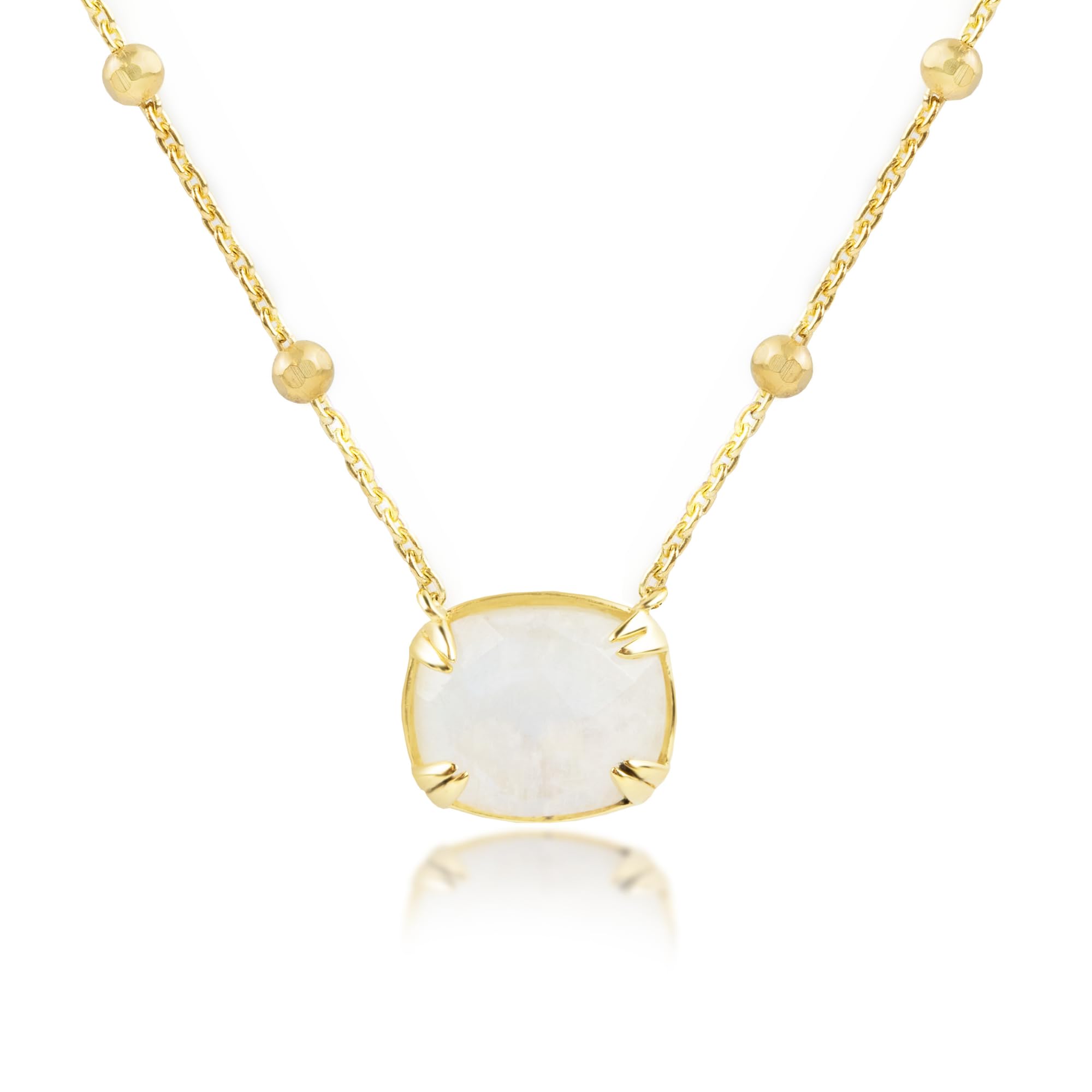 MAX + STONE 6 Ct. Natural Moonstone Necklace for Women | 18k Gold Over ...