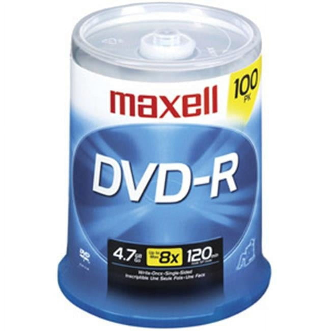 Maxell 4.7GB Recordable DVD-R, 100-ct Spindle with Superior Recording ...