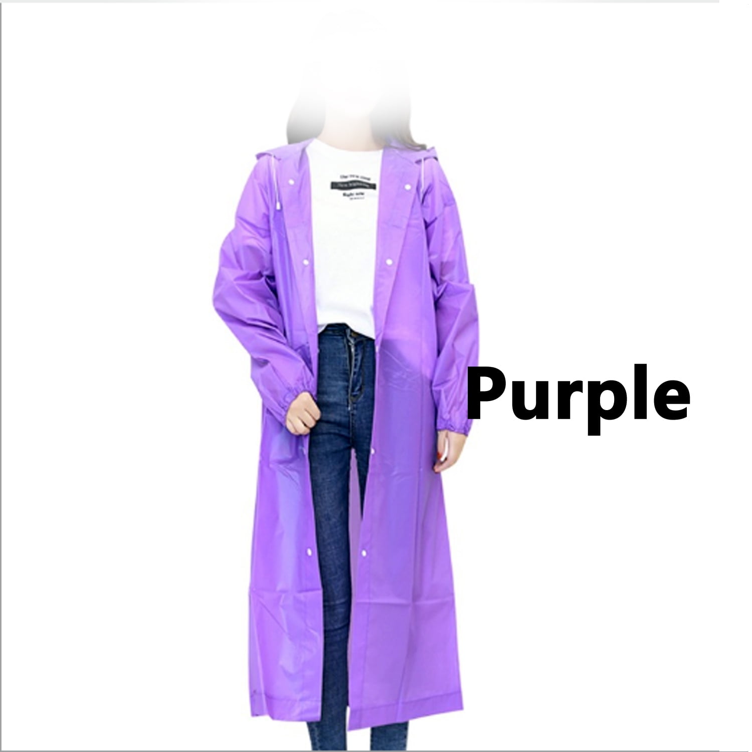MAXFAVOR Foldable & Reusable Purple EVA Raincoat, Waterproof with Hood ...