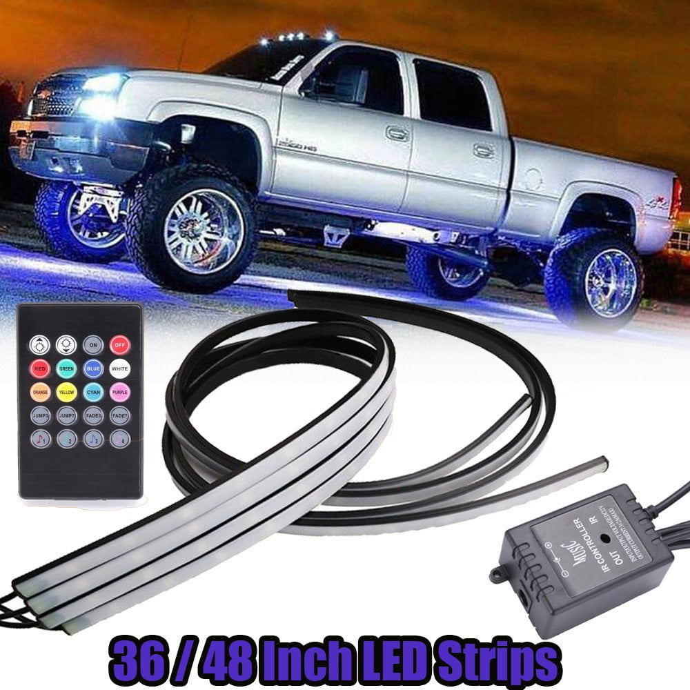 MAXHAWK 4PCS Multicolor LED Light Strip 8 Color RGB Underglow Neon ...