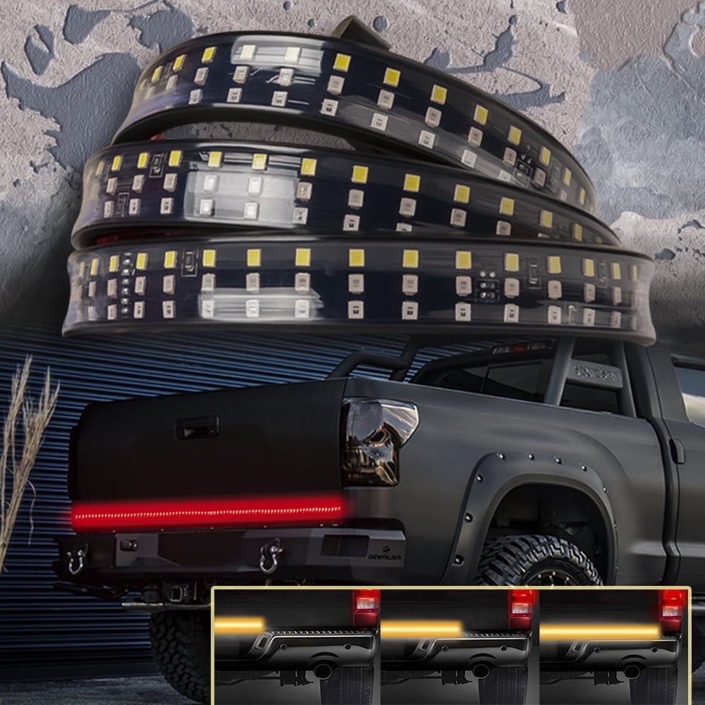 MAXHAWK 60 Inch Triple Row LED Tailgate Light Bar Sequential Amber Turn ...