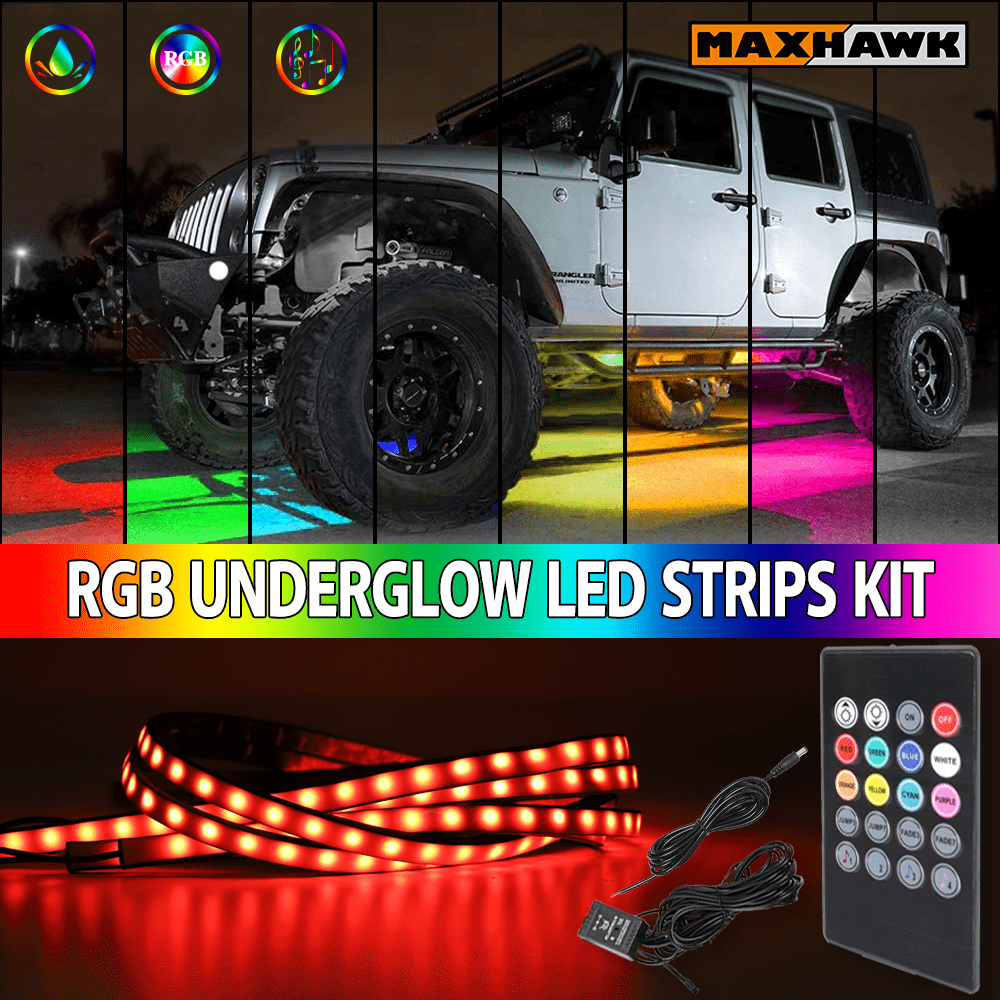 MAXHAWK Car Trucks Wireless RGB Flashing Underglow LED Lighting Strip ...