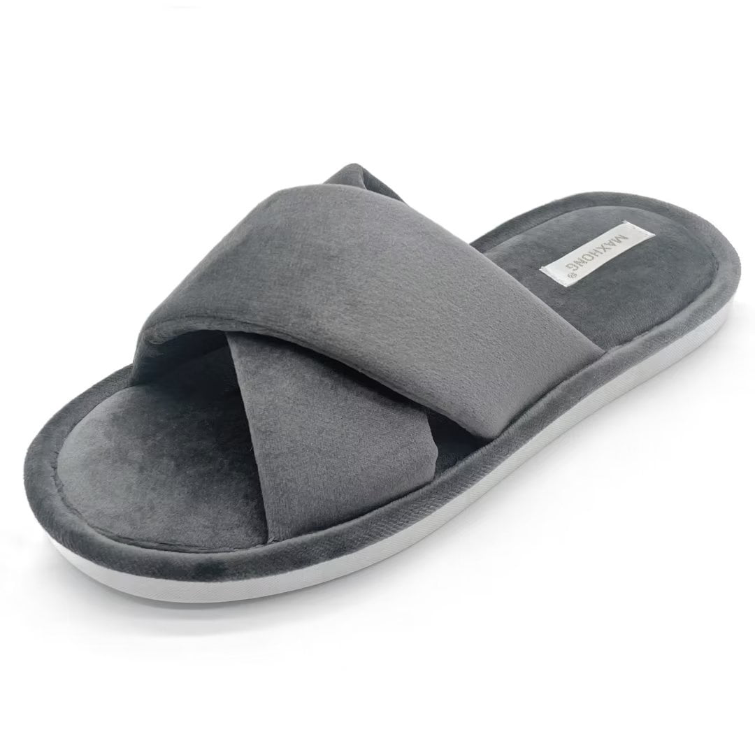 MAXHONG Cross Band House Slippers for Women Open Toe ,Soft Spa Slippers ...