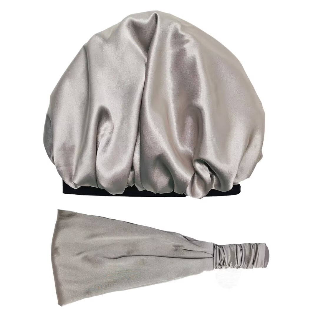 MAXHONG Satin Skill Bonnet Caps & Headbands Sets for Women Curly Hair ...