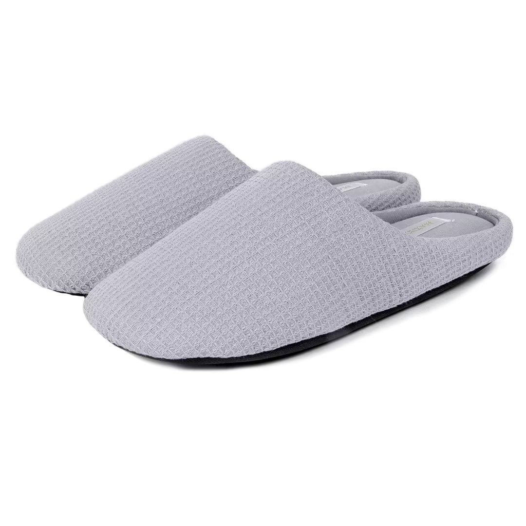 MAXHONG Womens Cotton Waffle Lightweight House Slippers With Memory ...